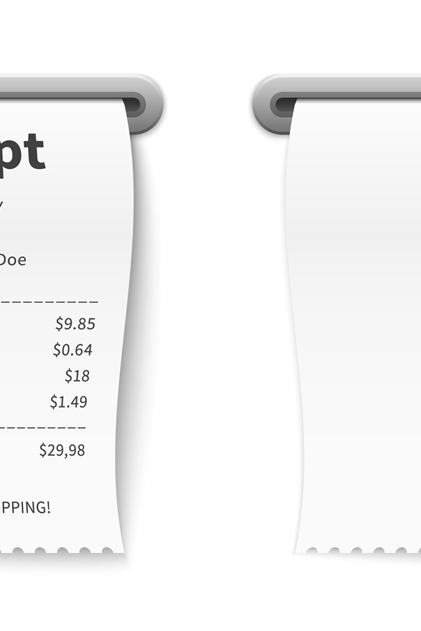 Realistic receipt. Billing commission terminal transaction p