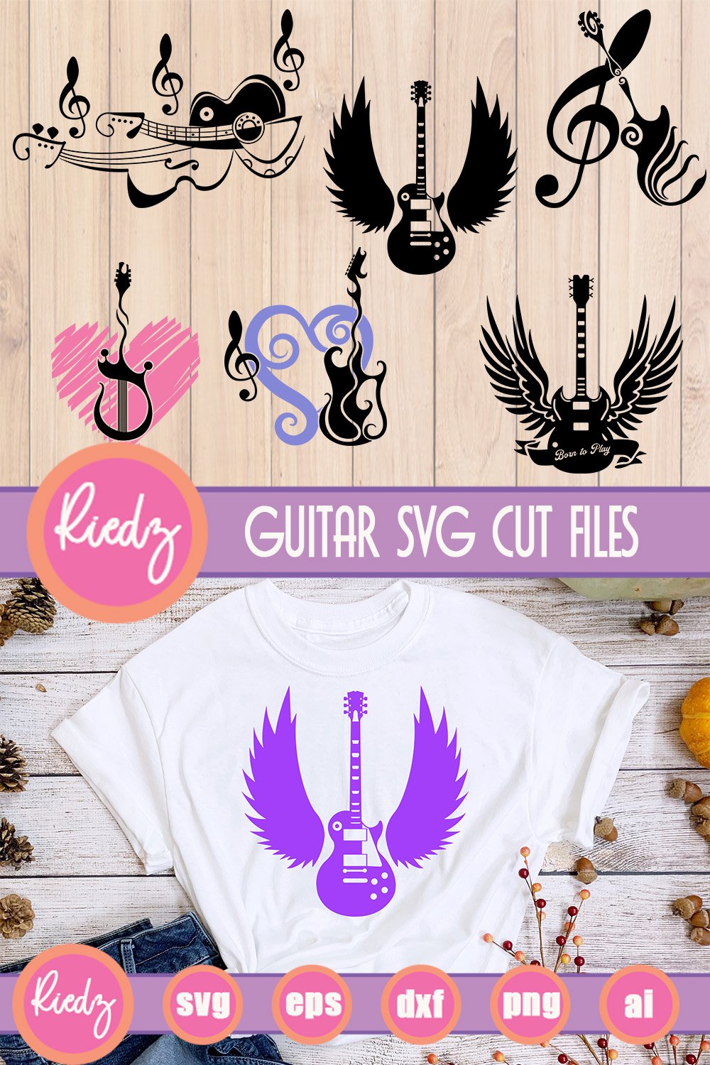 Guitar Svg Cut Files, Guitar Clipart Png, Guitar Vector