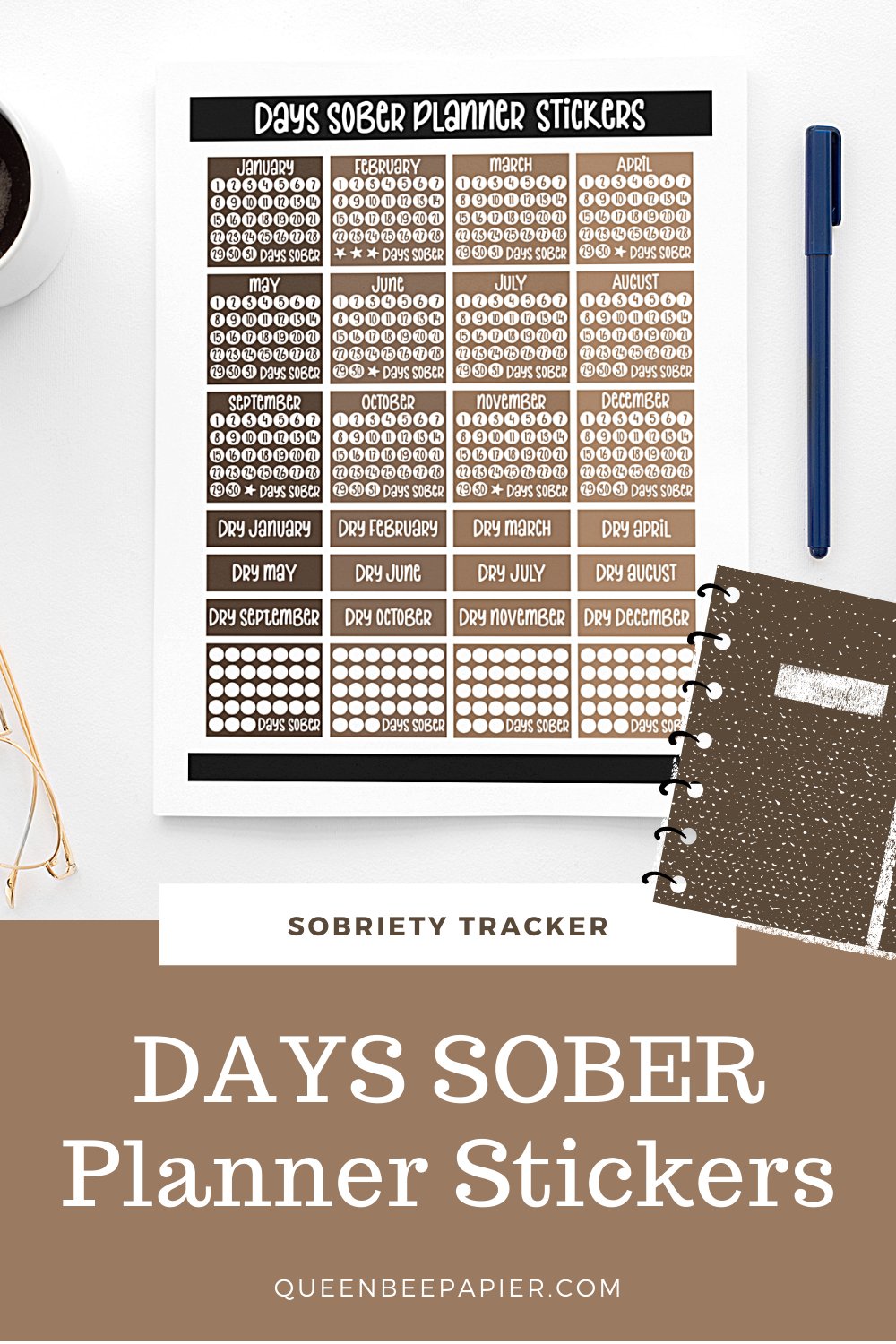 Sober AF Planner Stickers For Tracking Sobriety