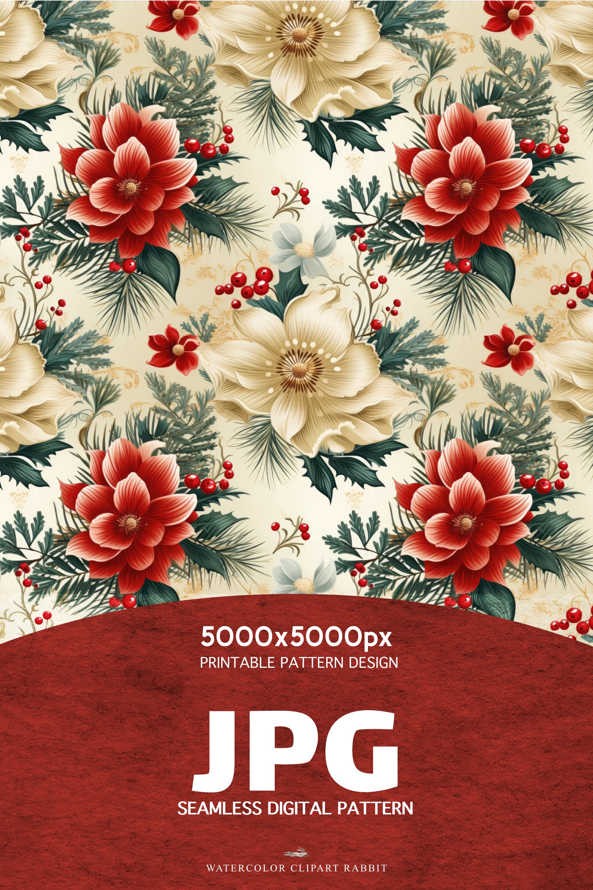 Christmas Pattern Winter Print Digital Paper JPG Santa Gift