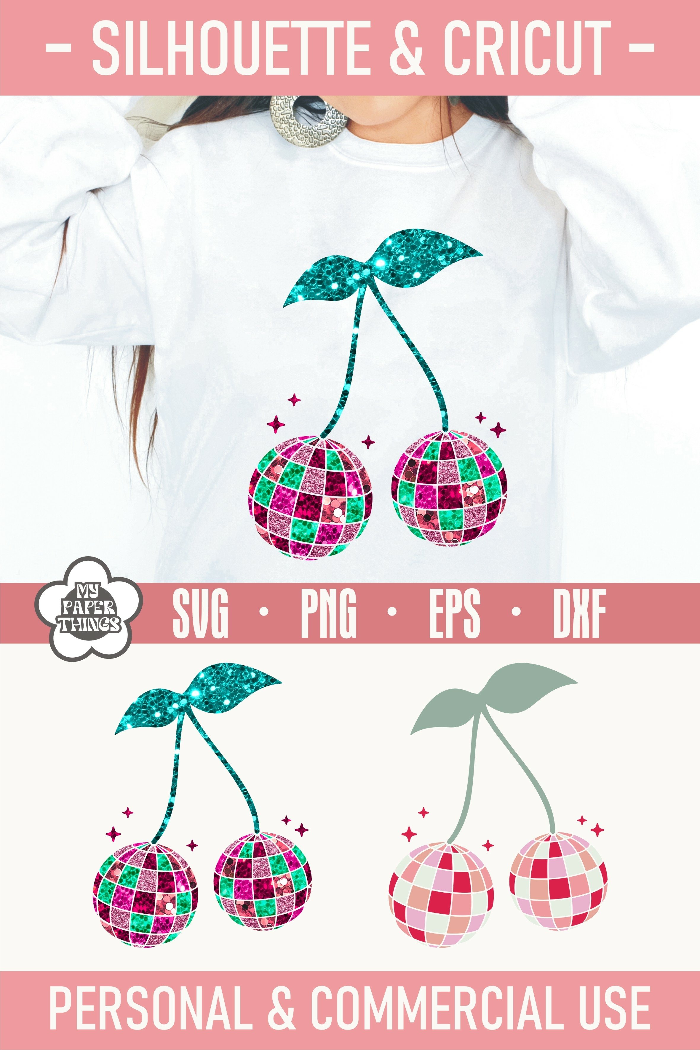 Disco Ball Cherry Sequin Valentine Png And Svg Designs