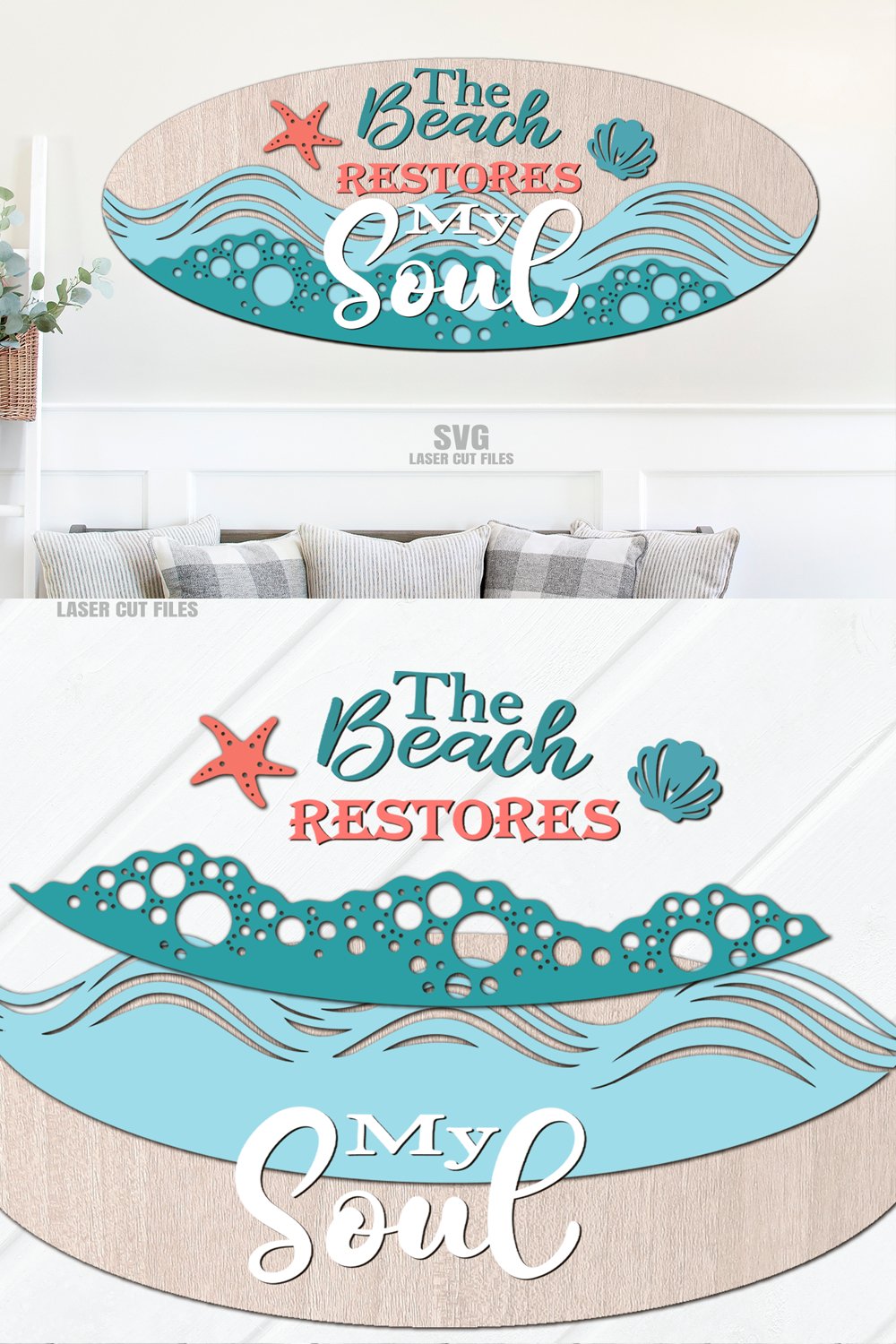 Beach SVG Laser Cut Files | Beach Sign SVG | Wave SVG