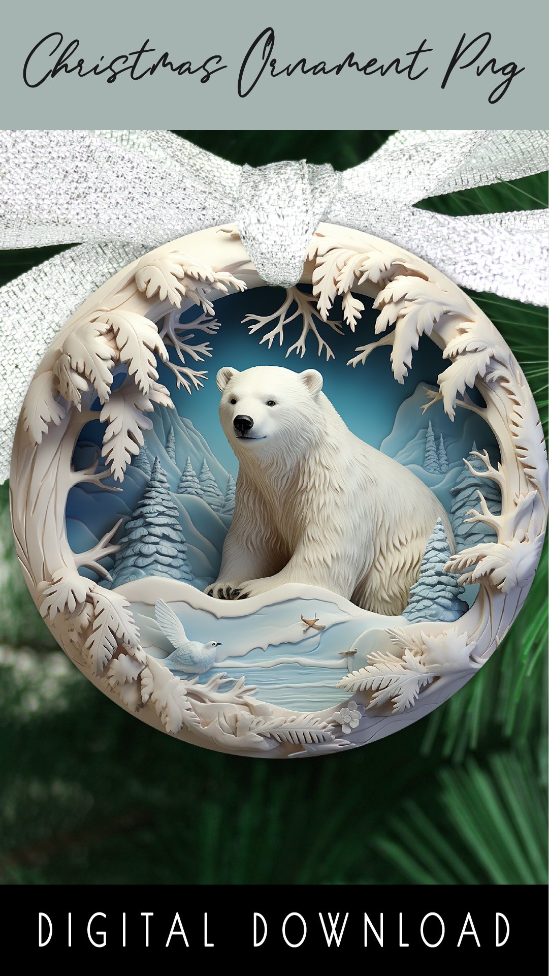 Polar Bear Christmas Ornament Design, 3D (2729239)