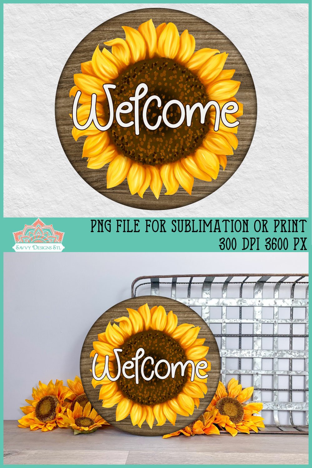 Sunflower Welcome Sign | Round Farmhouse Sublimation