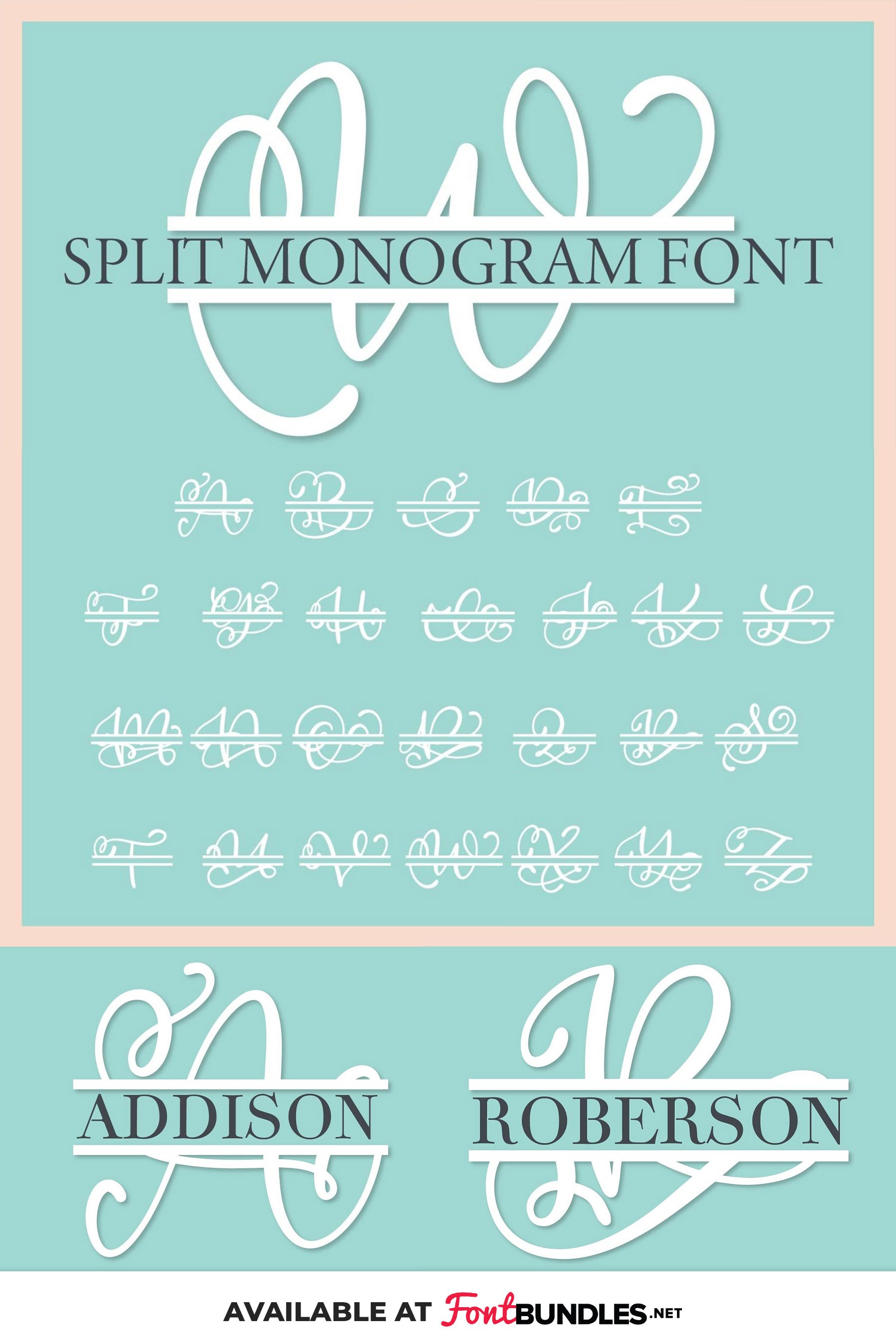 Split Monogram Alphabet Font - Hand Lettered Initials!