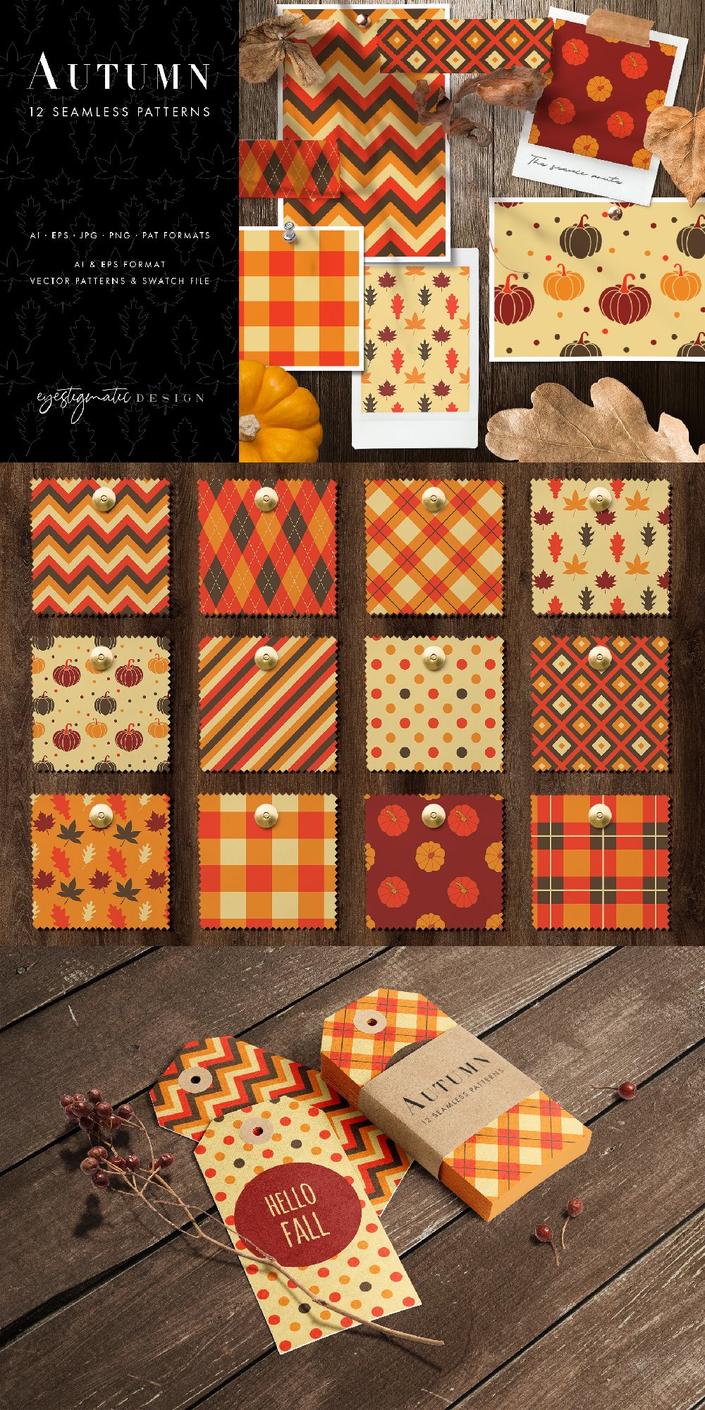 12 Seamless Autumn Patterns - Set 2