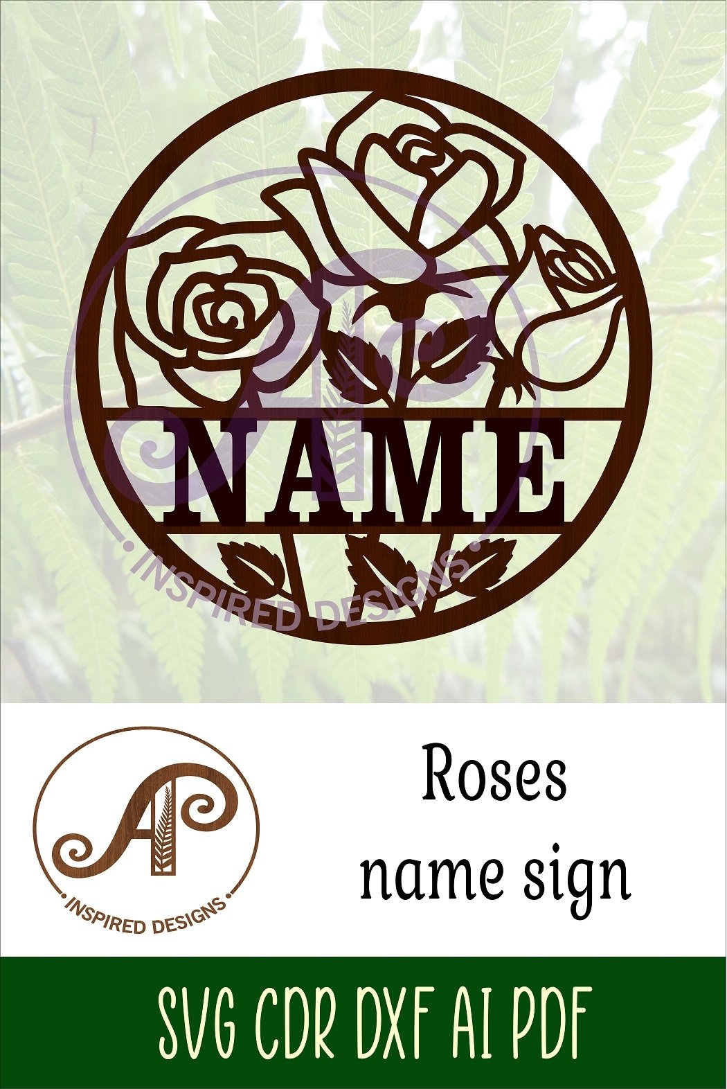 Roses name sign svg laser cut template