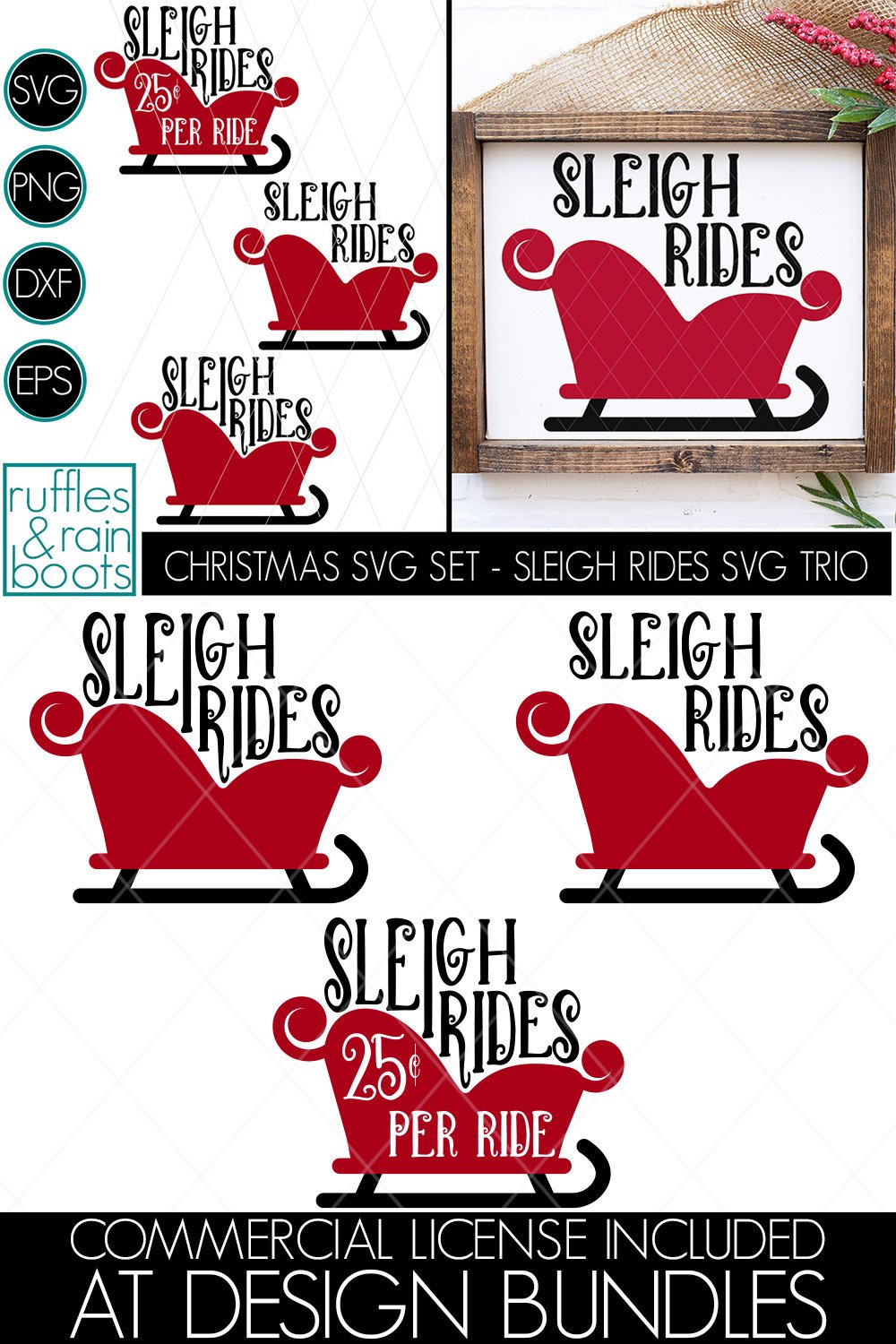 Christmas SVG - Sleigh Rides SVG Trio for Christmas Signs