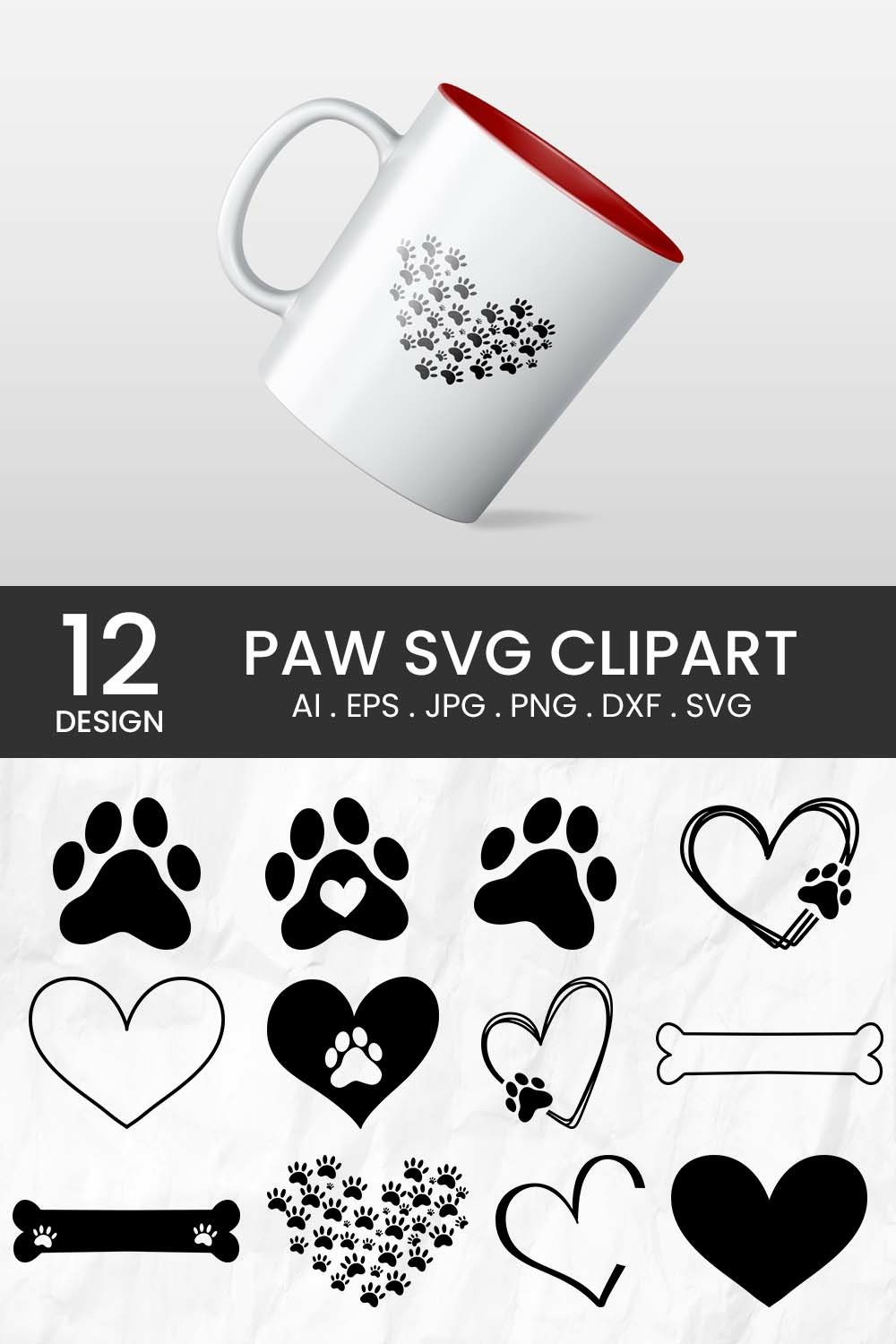 Paw Svg Clipart With 12 Variations
