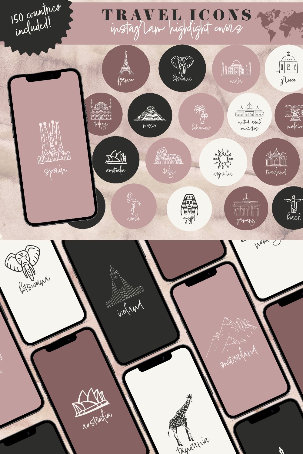 travel instagram highlight logos