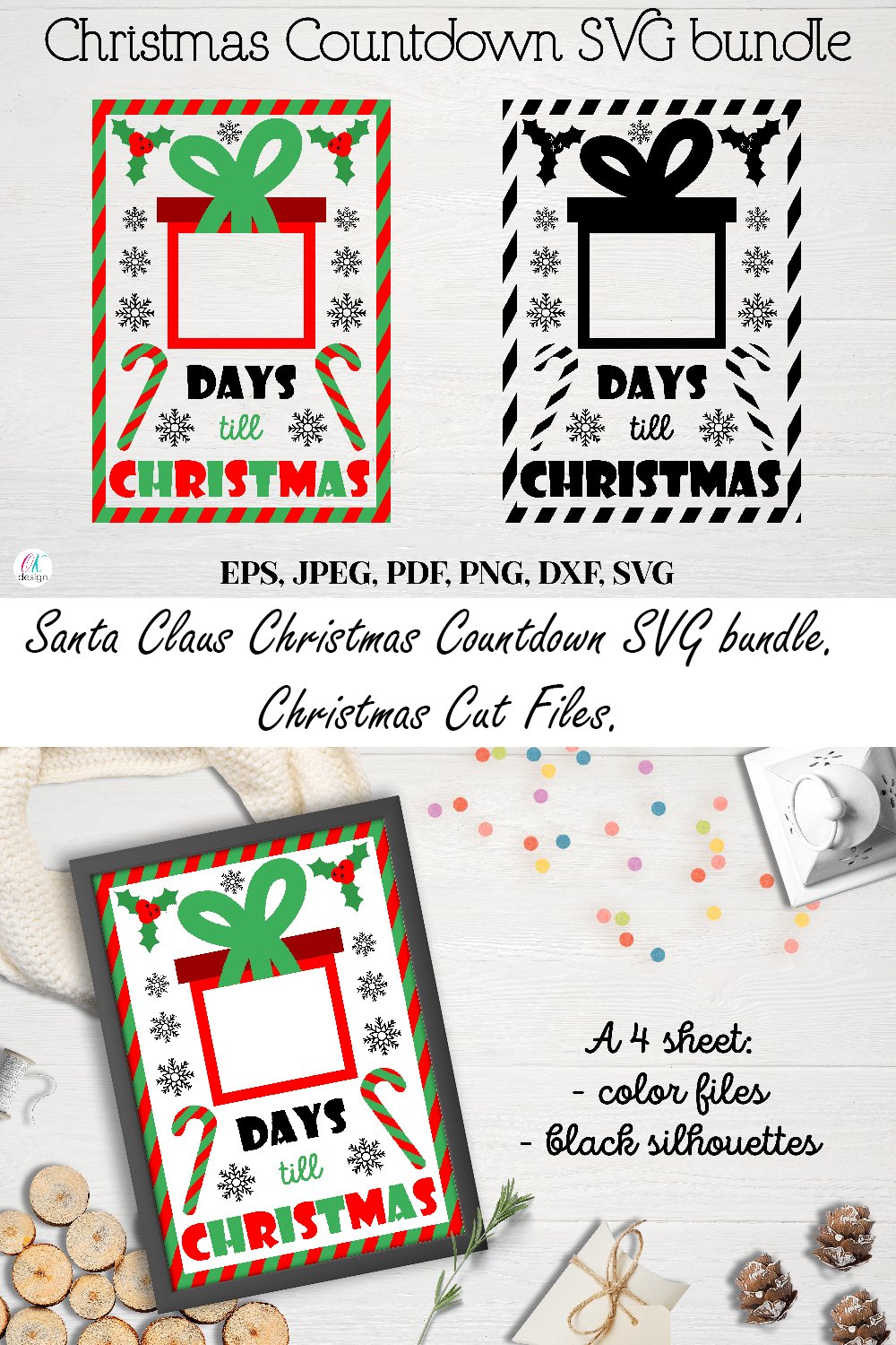 Santa Claus Christmas Countdown SVG bundle.