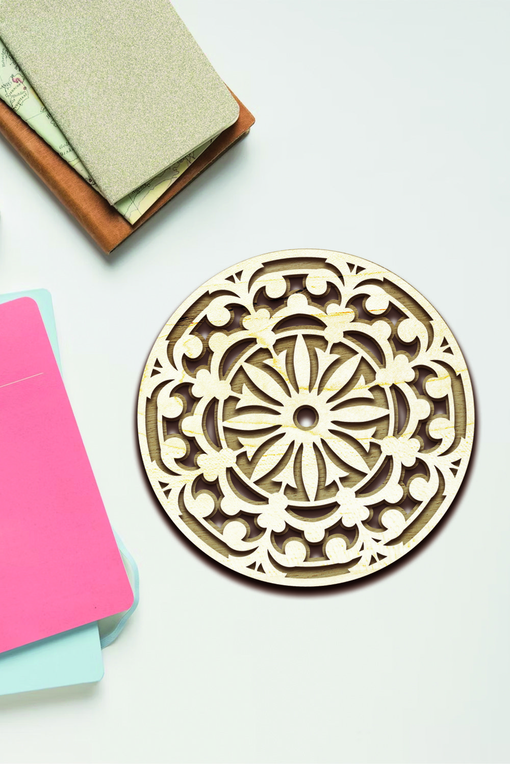 Round Layered Coaster with Ornament