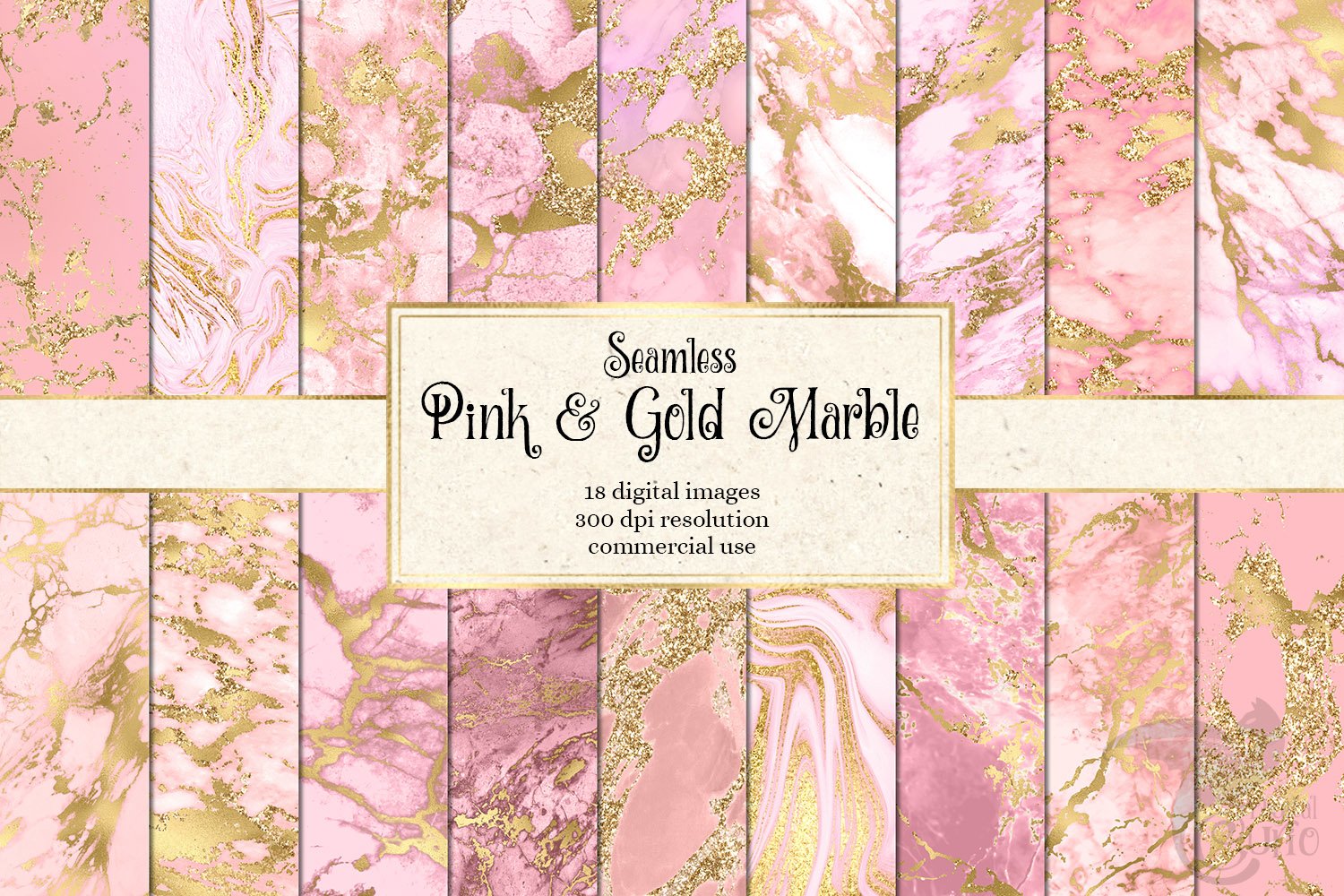 Pink and Gold Marble Digital Paper (577533)