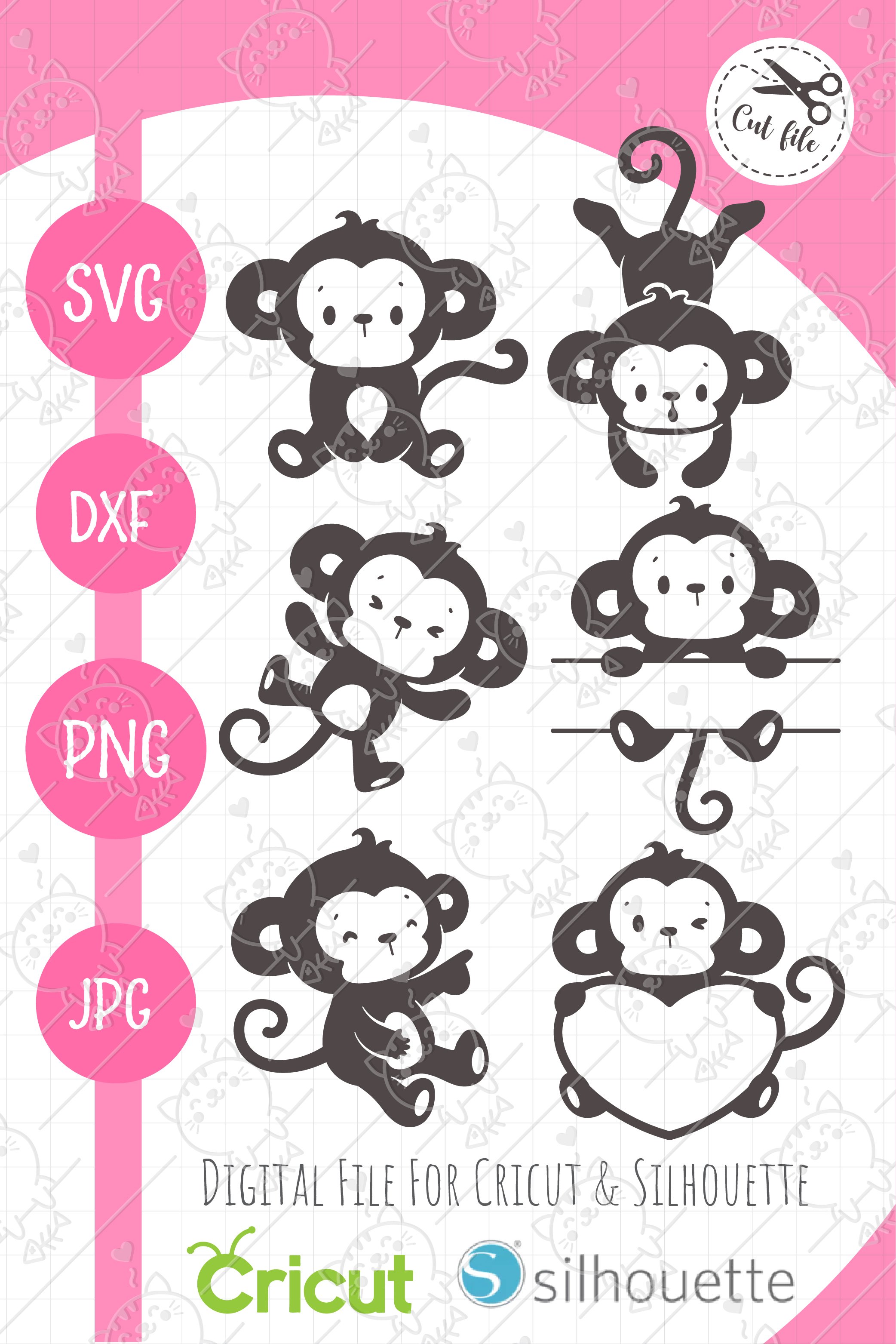 Monkey SVG for cricut|Cute Animal png| cutting file