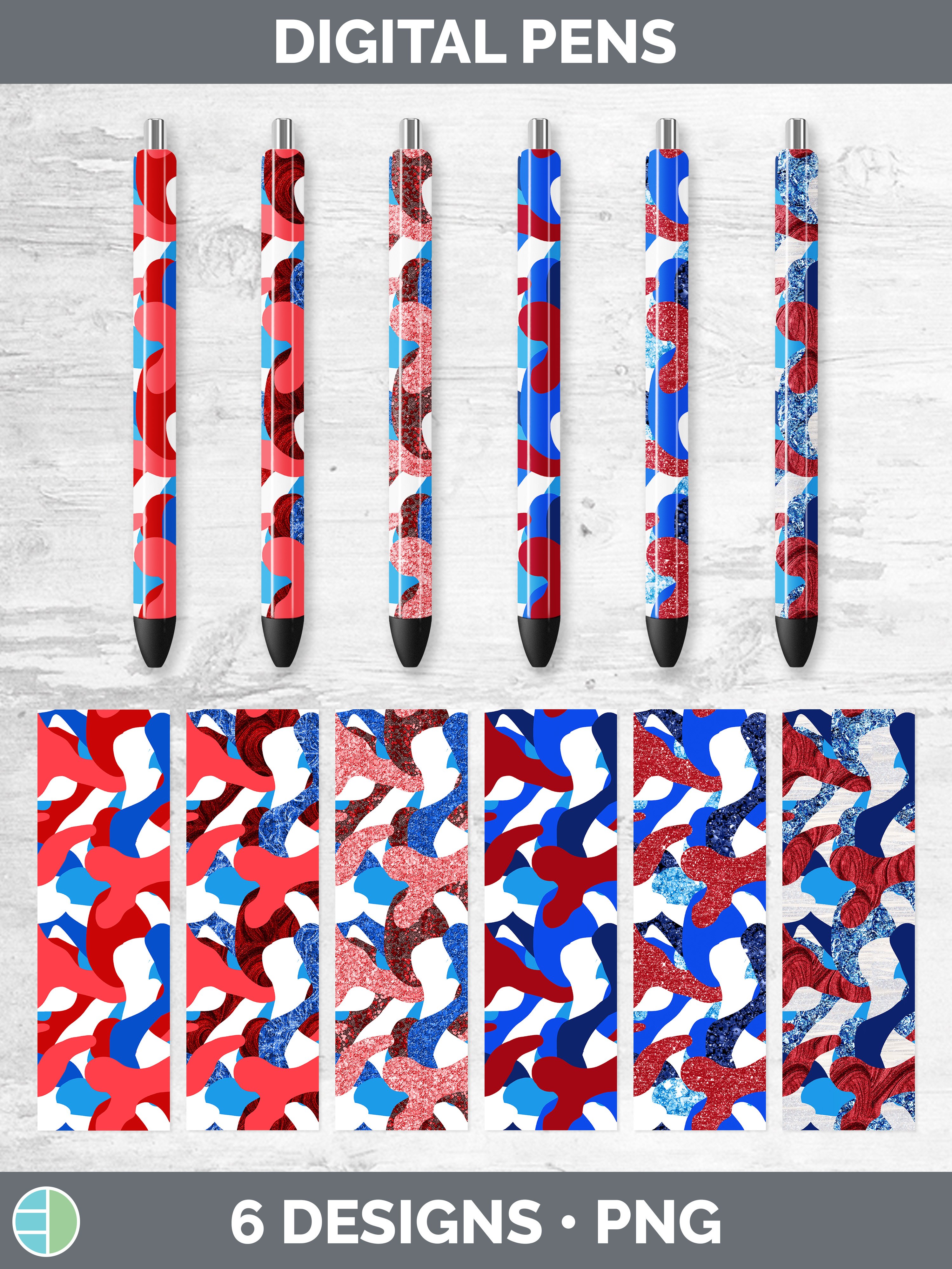 Patriotic Camo Pen Wraps | 4th of July Sublimation Bundle