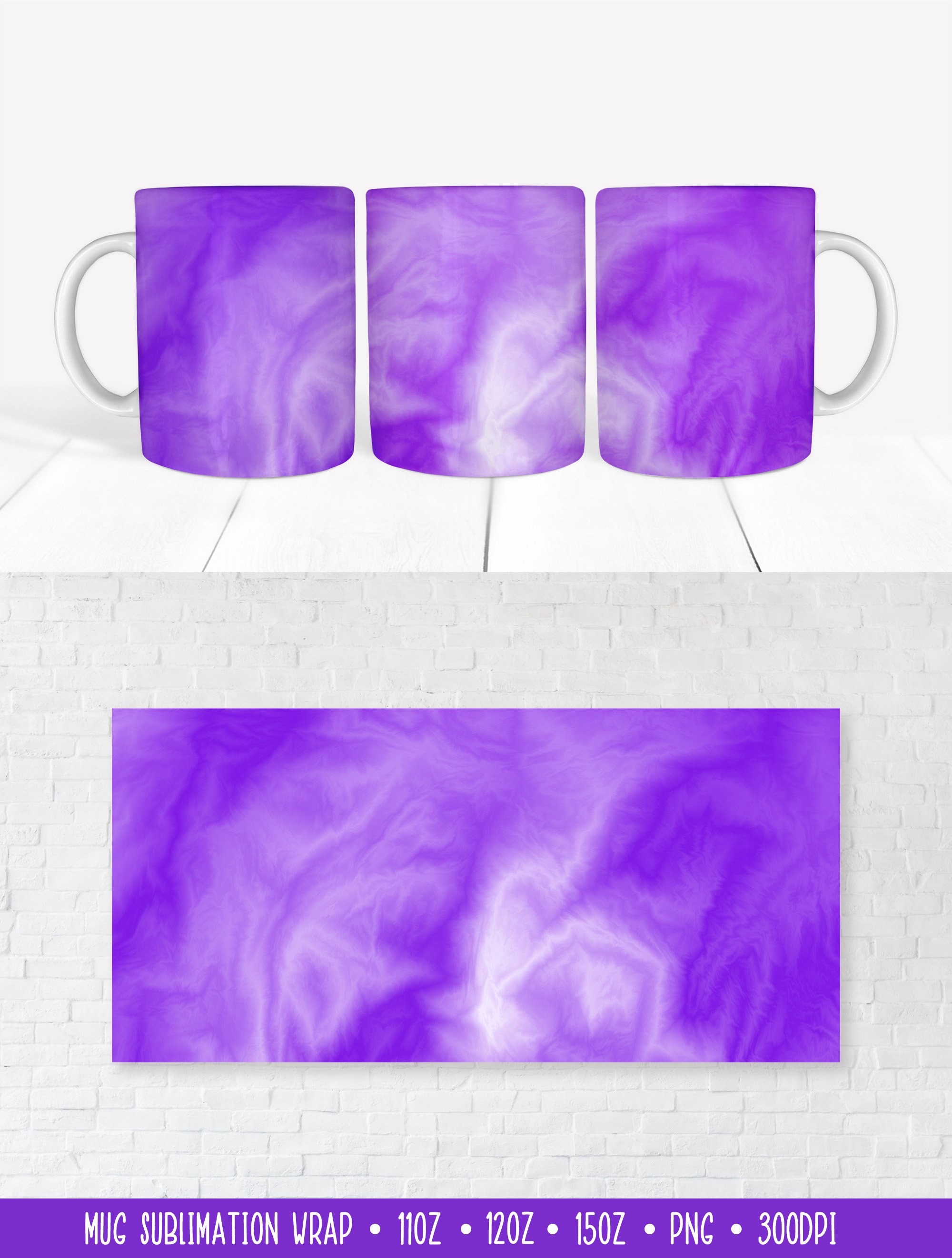 Abstract Purple Mug Sublimation Design. Marble Mug Wrap