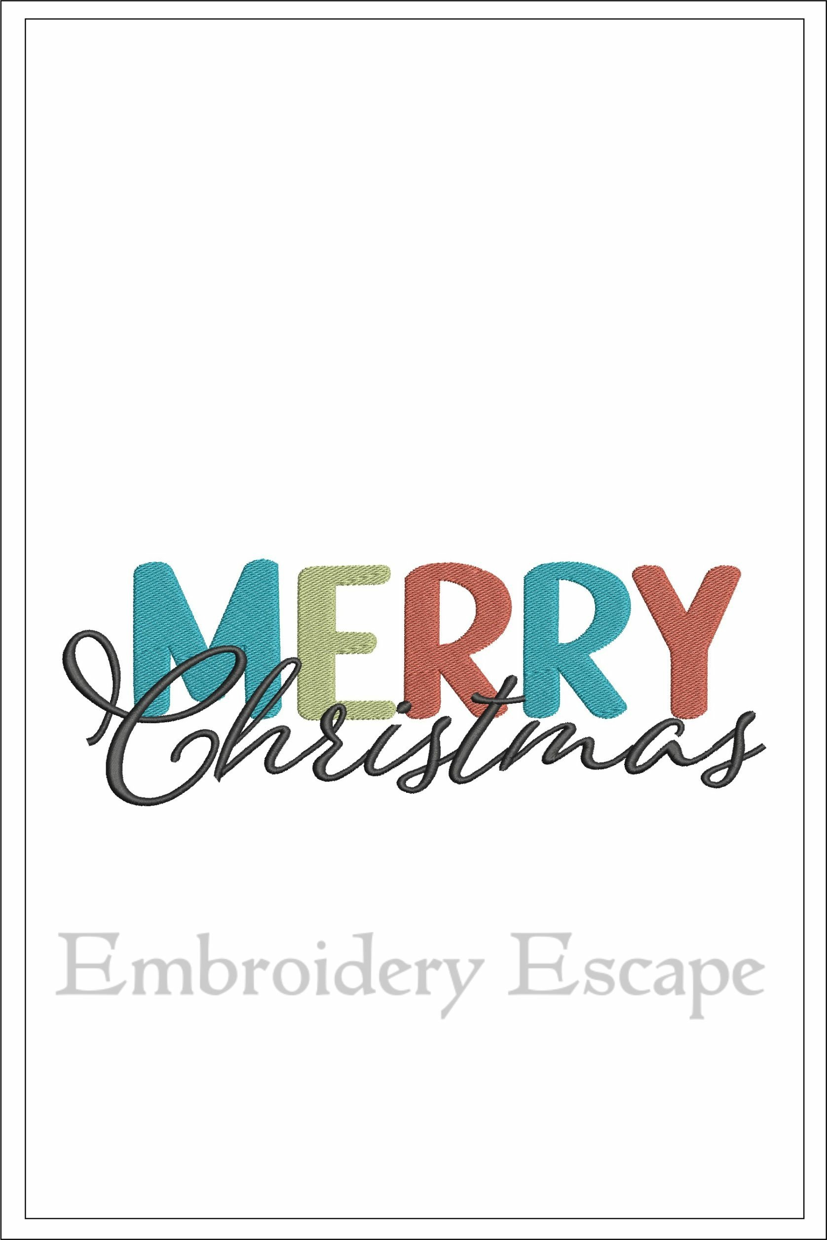 Retro Merry Christmas Embroidery File