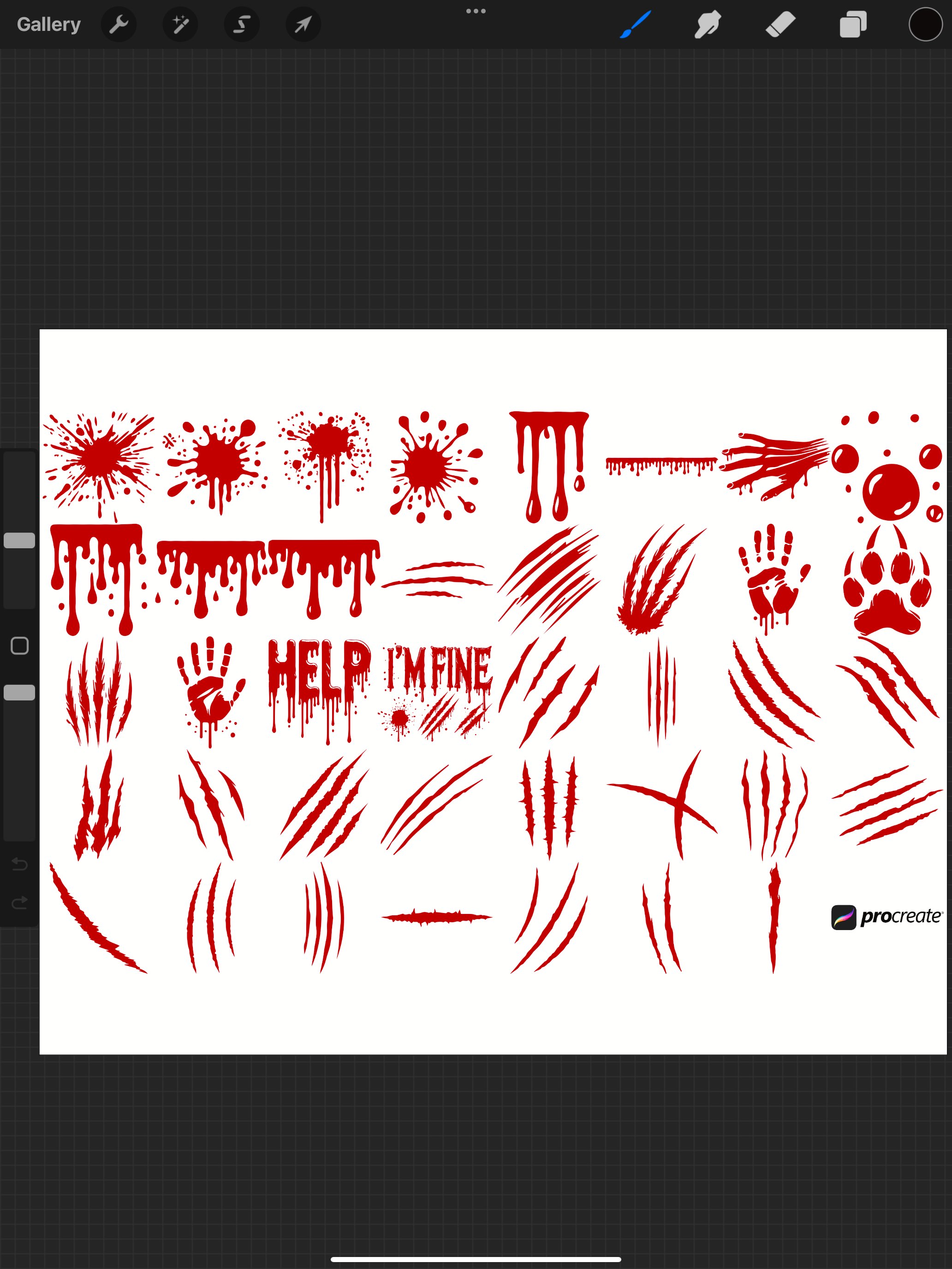 Blood Splatters & Scratch Marks Set 1 Procreate Brush Stamps