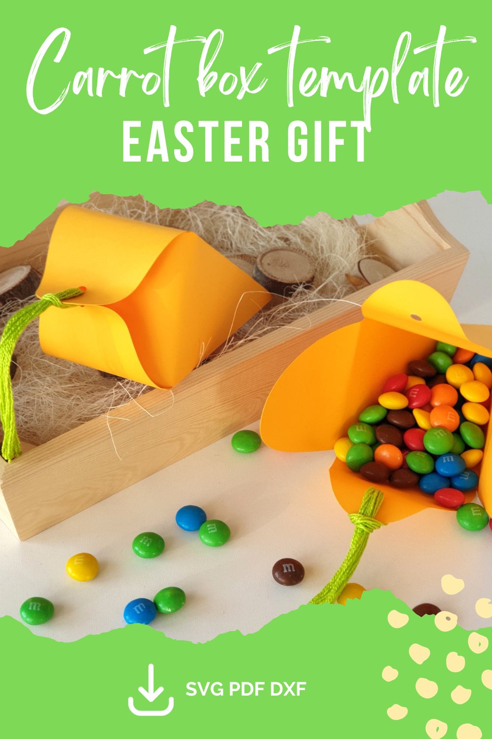 Carrot box template svg, carrot box pdf, easter favor box