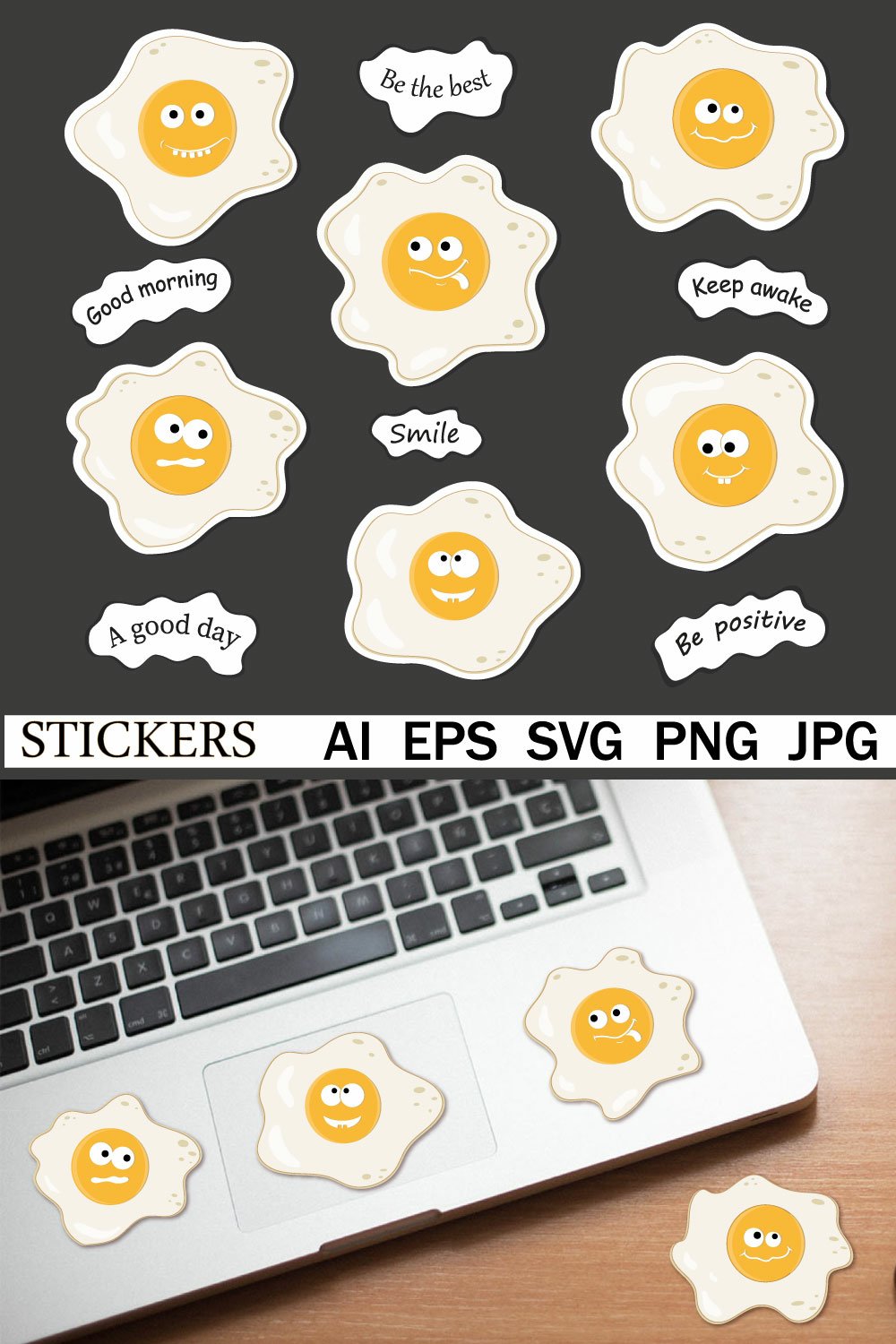Cartoon Characters fried eggs, Stickers For Printing