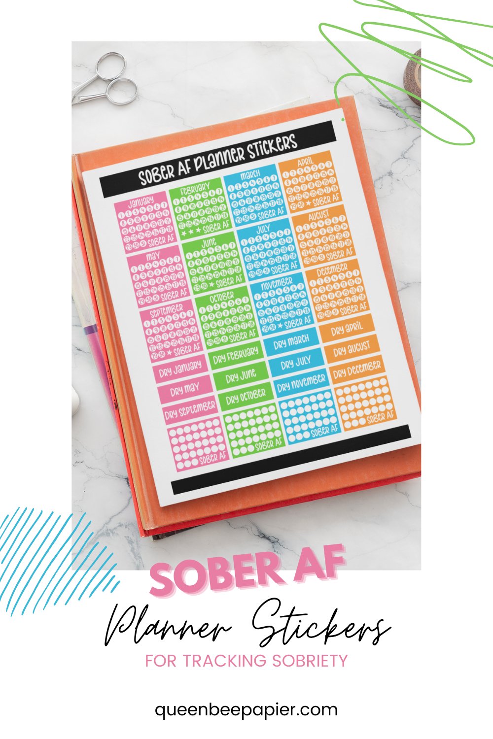 Sober AF Planner Stickers For Tracking Sobriety