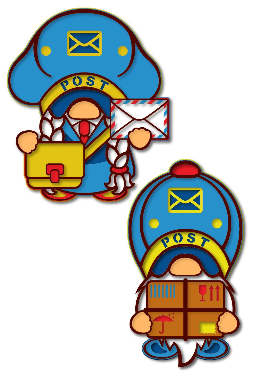 A Couple of Postman Layered Gnomes SVG for Cricut