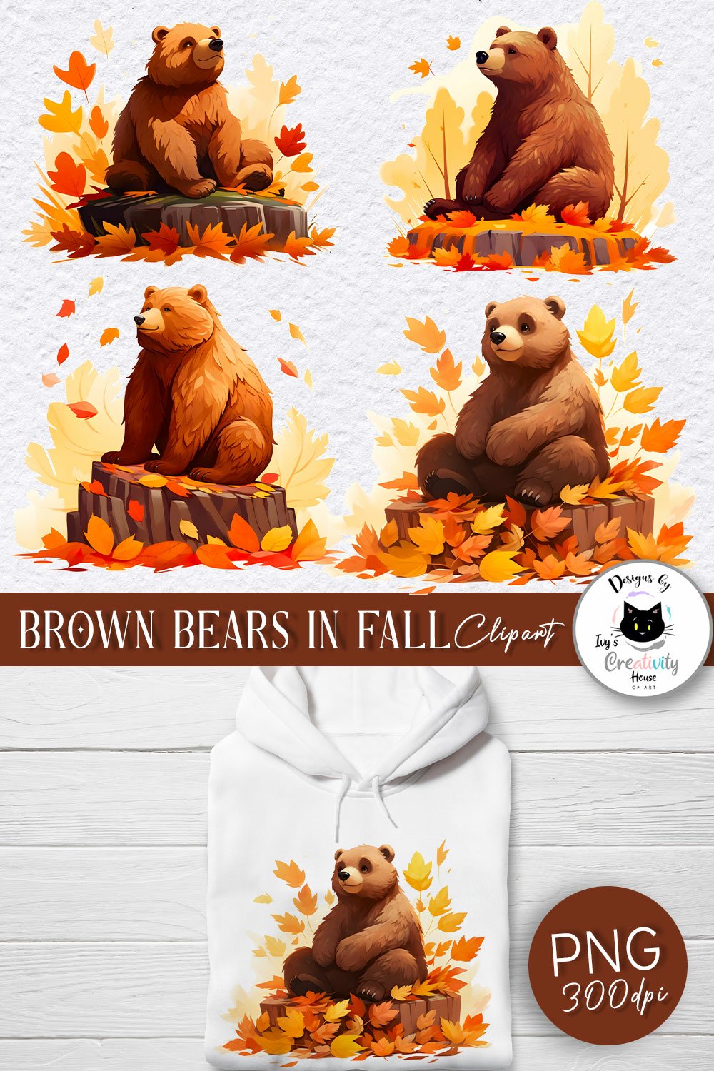 Cute Bear Fall Clipart | Forest Animal Clipart
