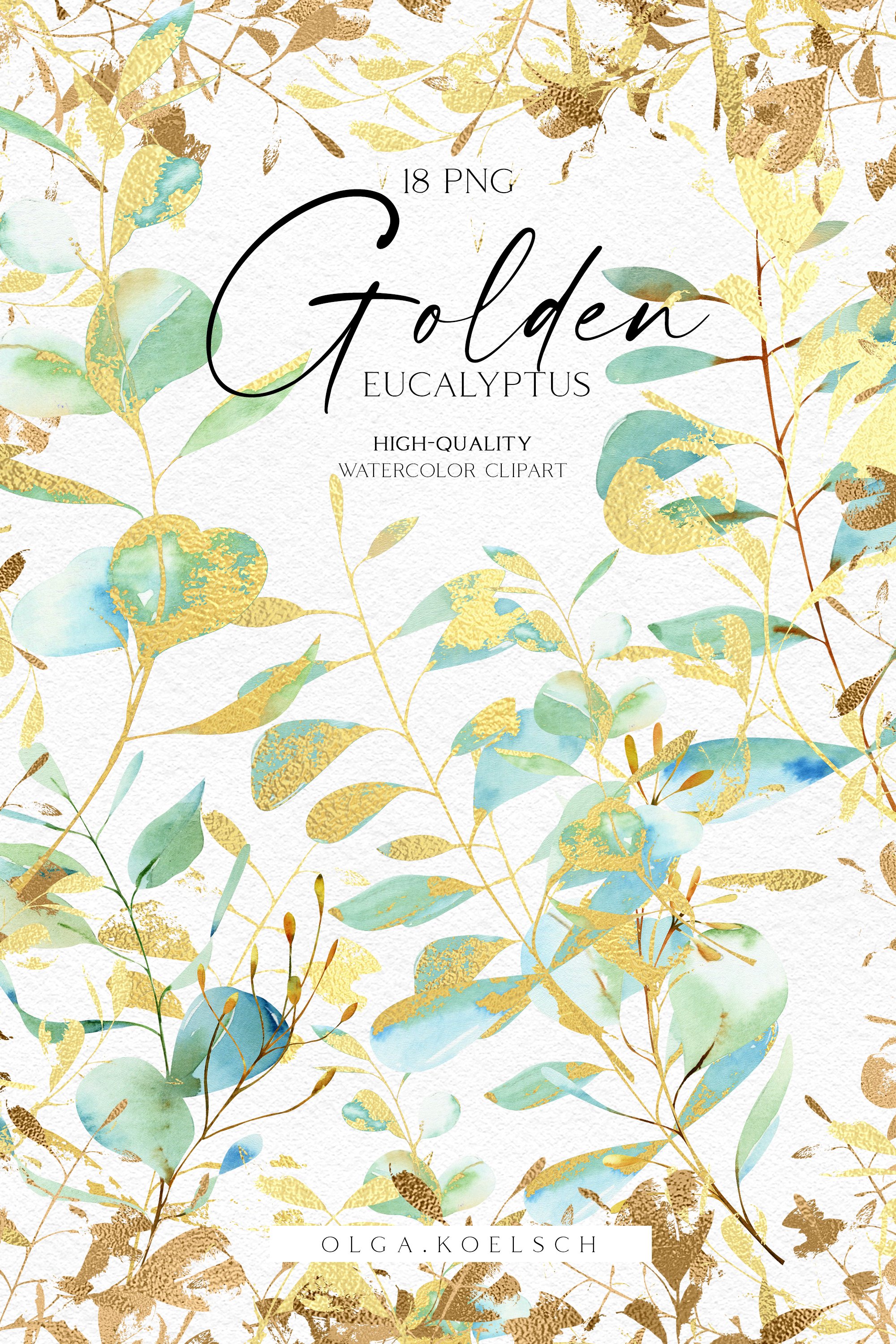 Eucalyptus clipart watercolor Golden greenery eucalyptus png