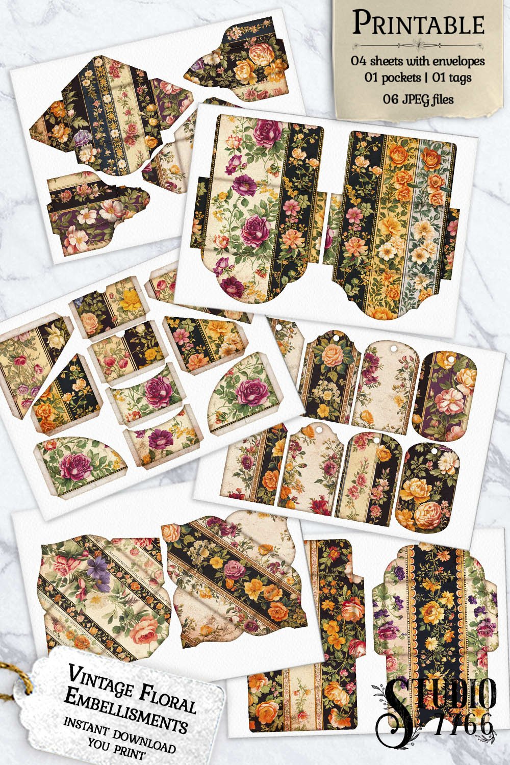 Vintage Floral Journal Embellishments