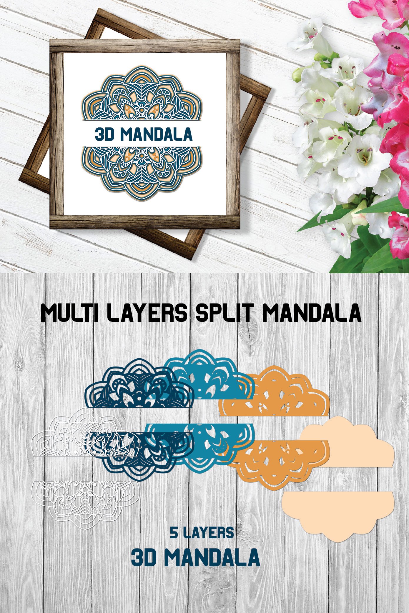 3d Layered Mandala SVG | Split Mandala Multi Layer SVG