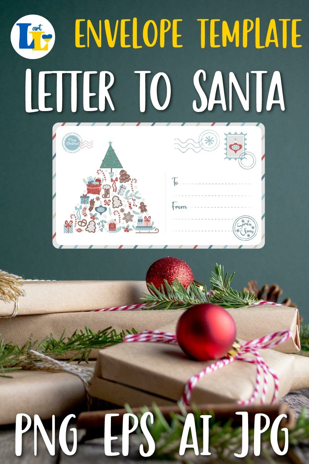 Letter to Santa. Envelope Template | Digital Printable. Mail
