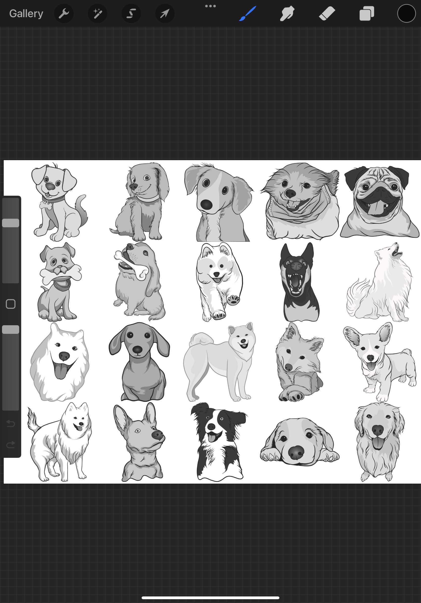 Cartoon Dogs Set 7, Procreate Brush Stamps, 20 Dogs