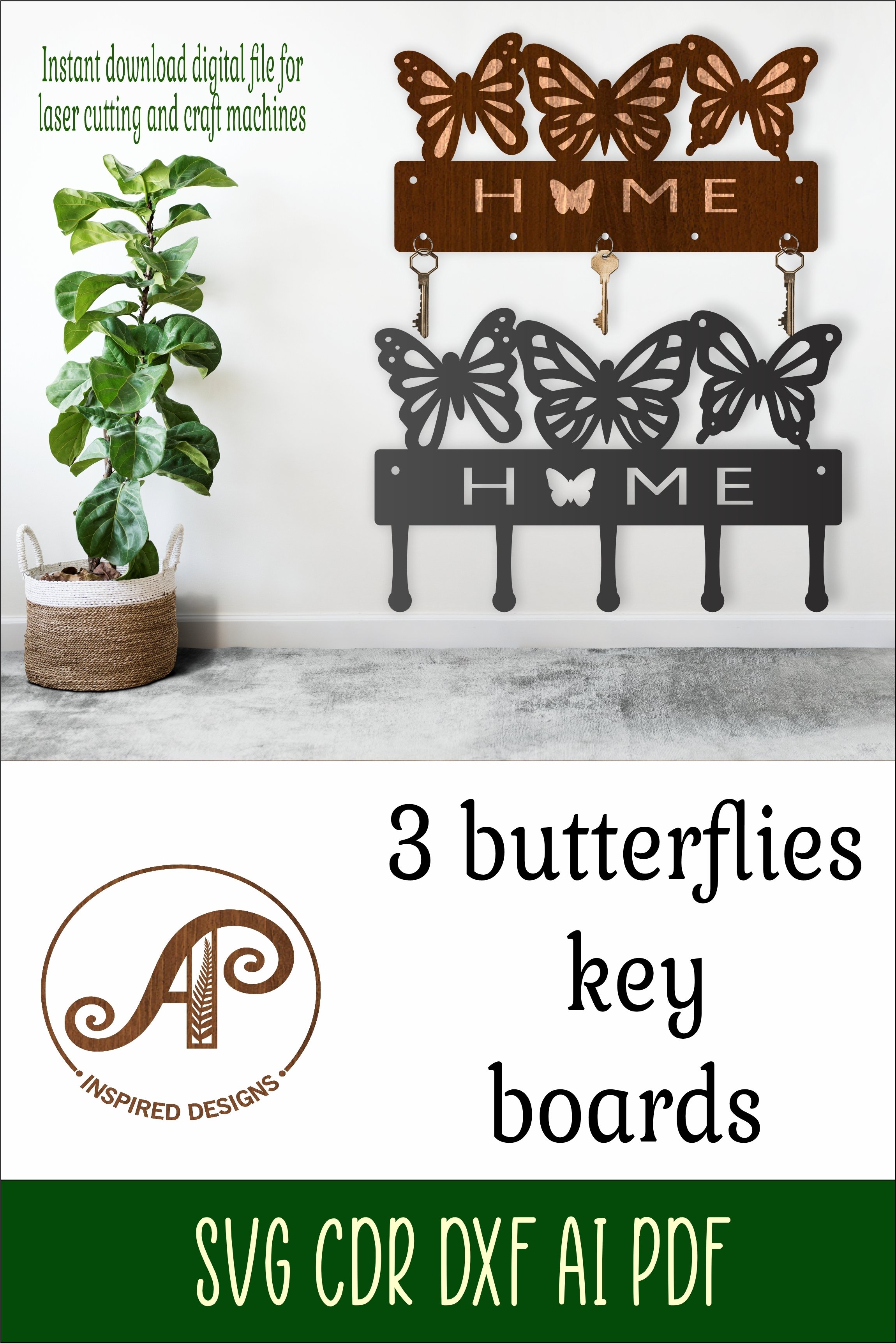Butterflies Key holder designs for wood and metal cutting