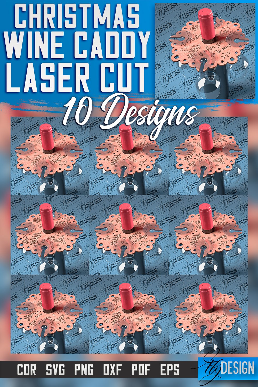 Christmas Wine Caddy SVG Bundle| Wine Holder SVG Design