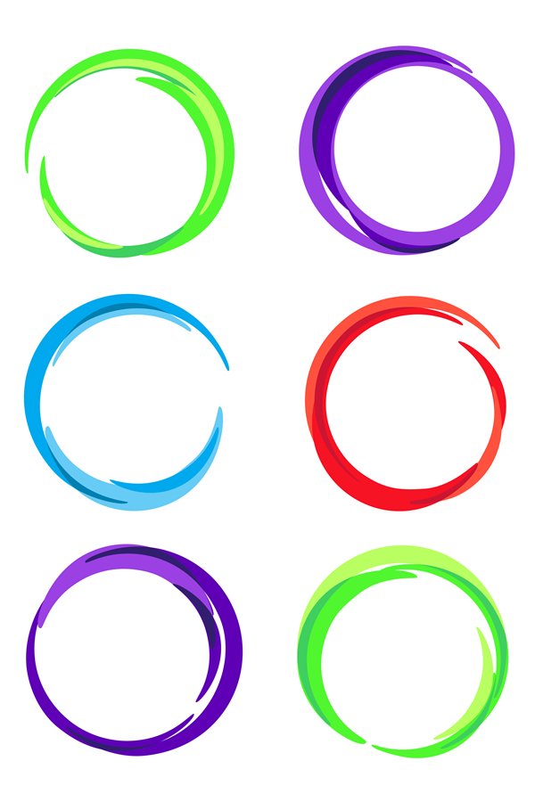 Color circles. Colorful round logo frame, circle swirl wave