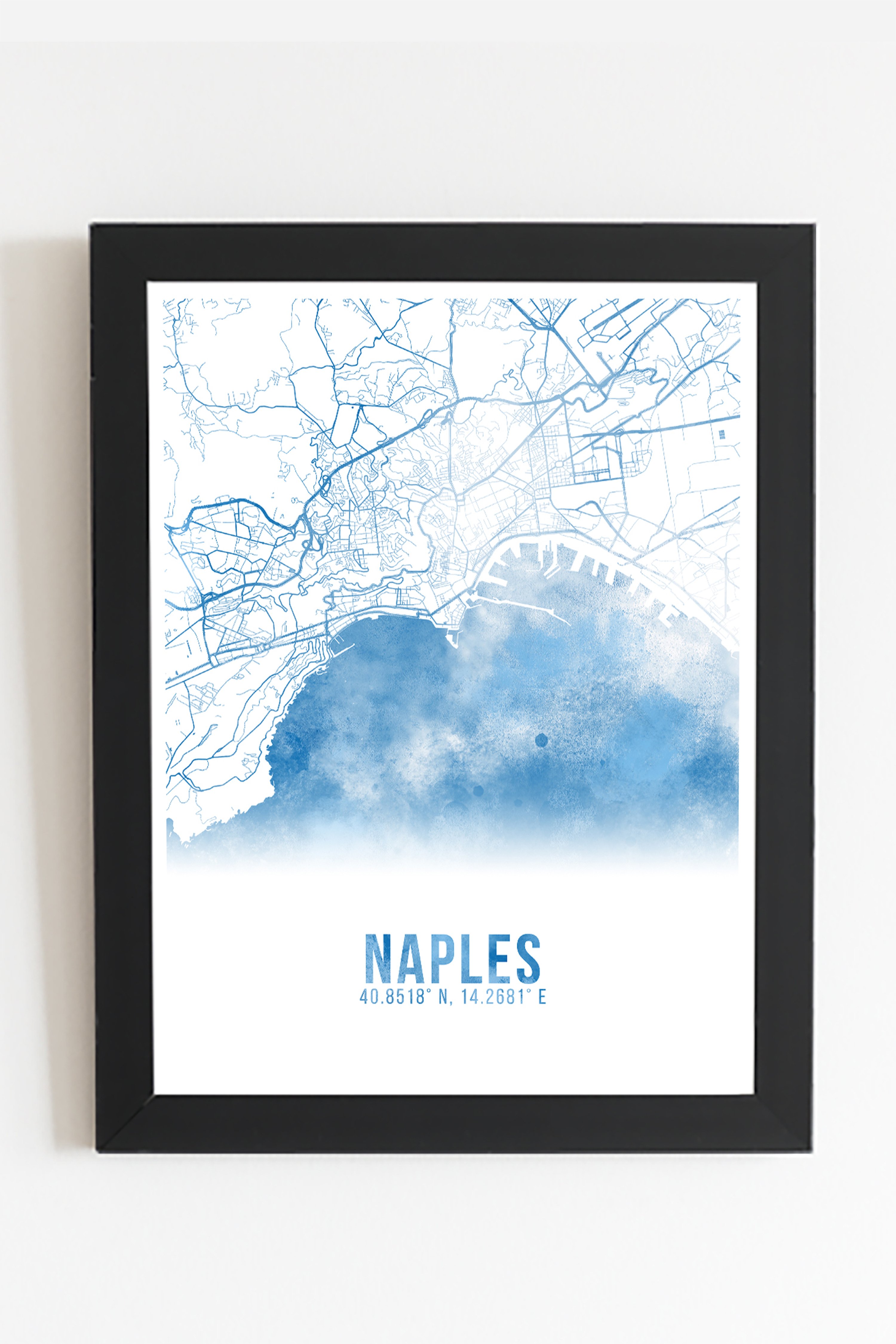Naples Watercolor City Map Poster