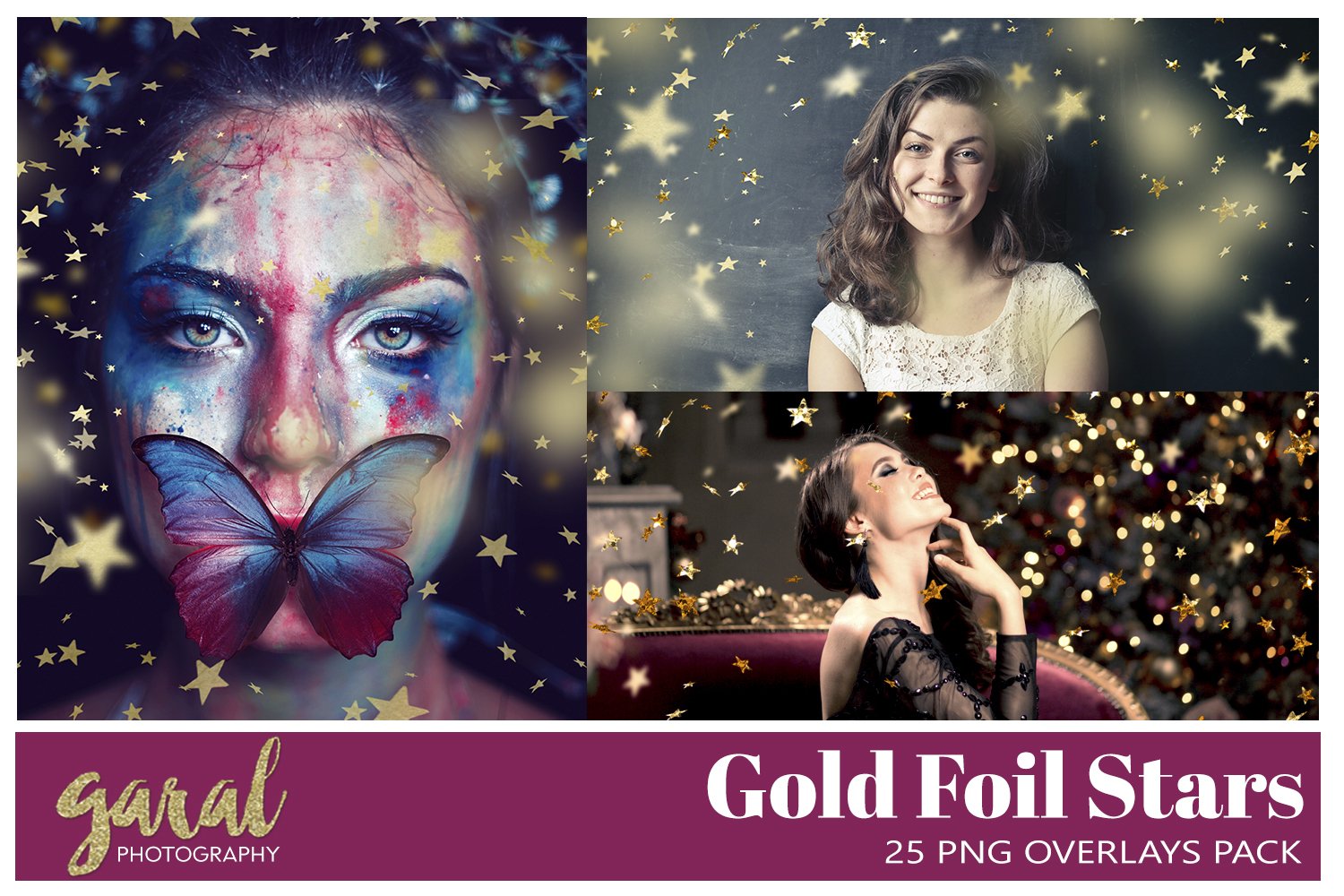 25 GOLD FOIL STAR Digital Overlays