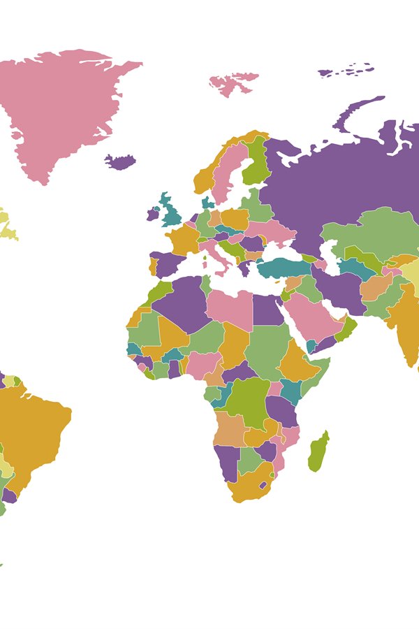 Political map. Worlds countries on colored graphic map vecto