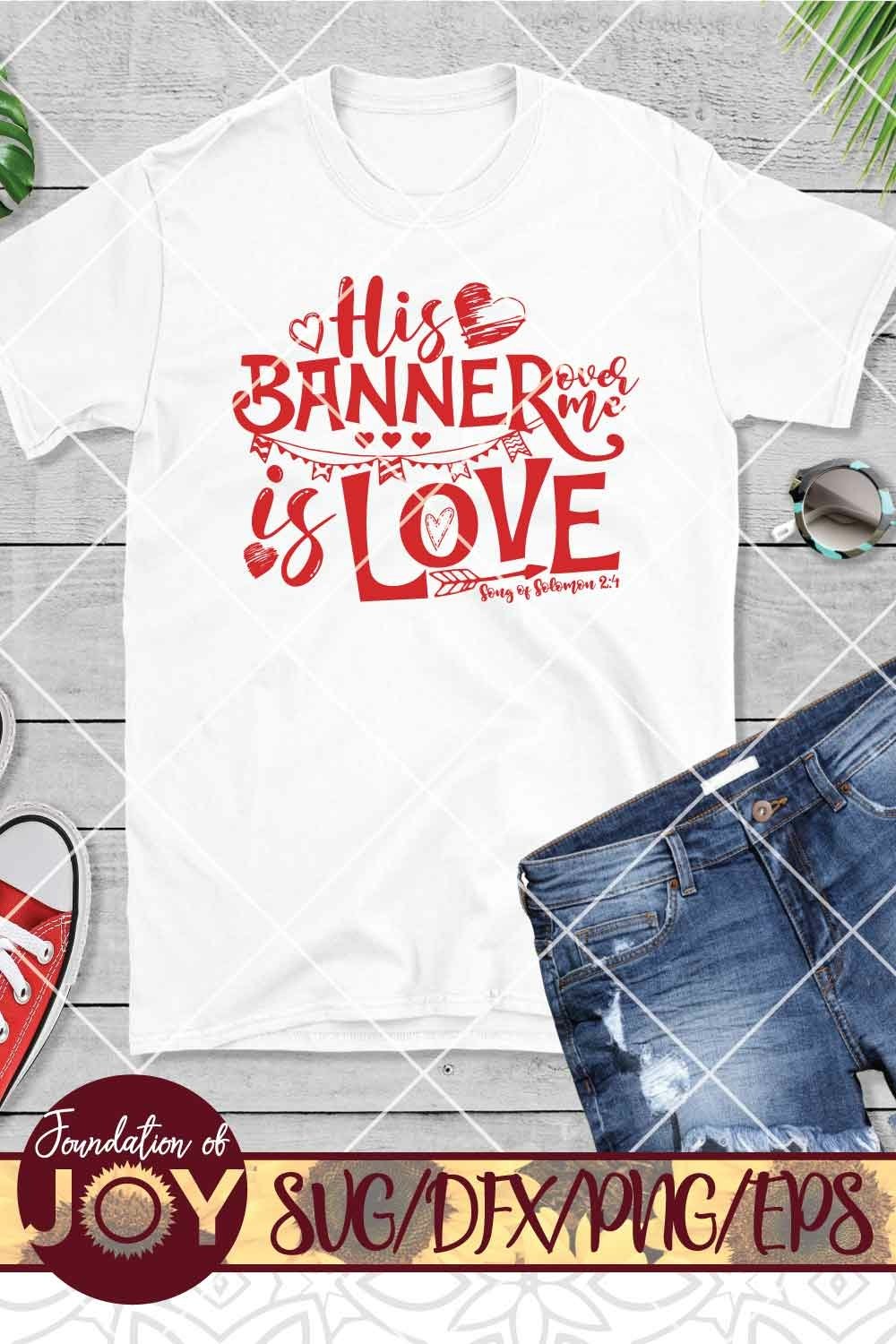 His Banner over me is love svg, Bible verse, Christian svg