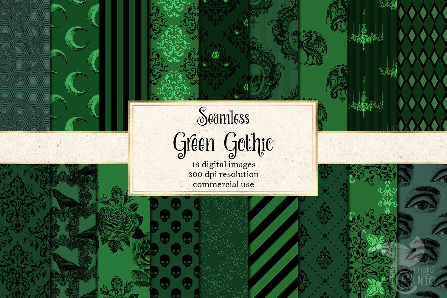 Green Gothic Digital Paper (812432)