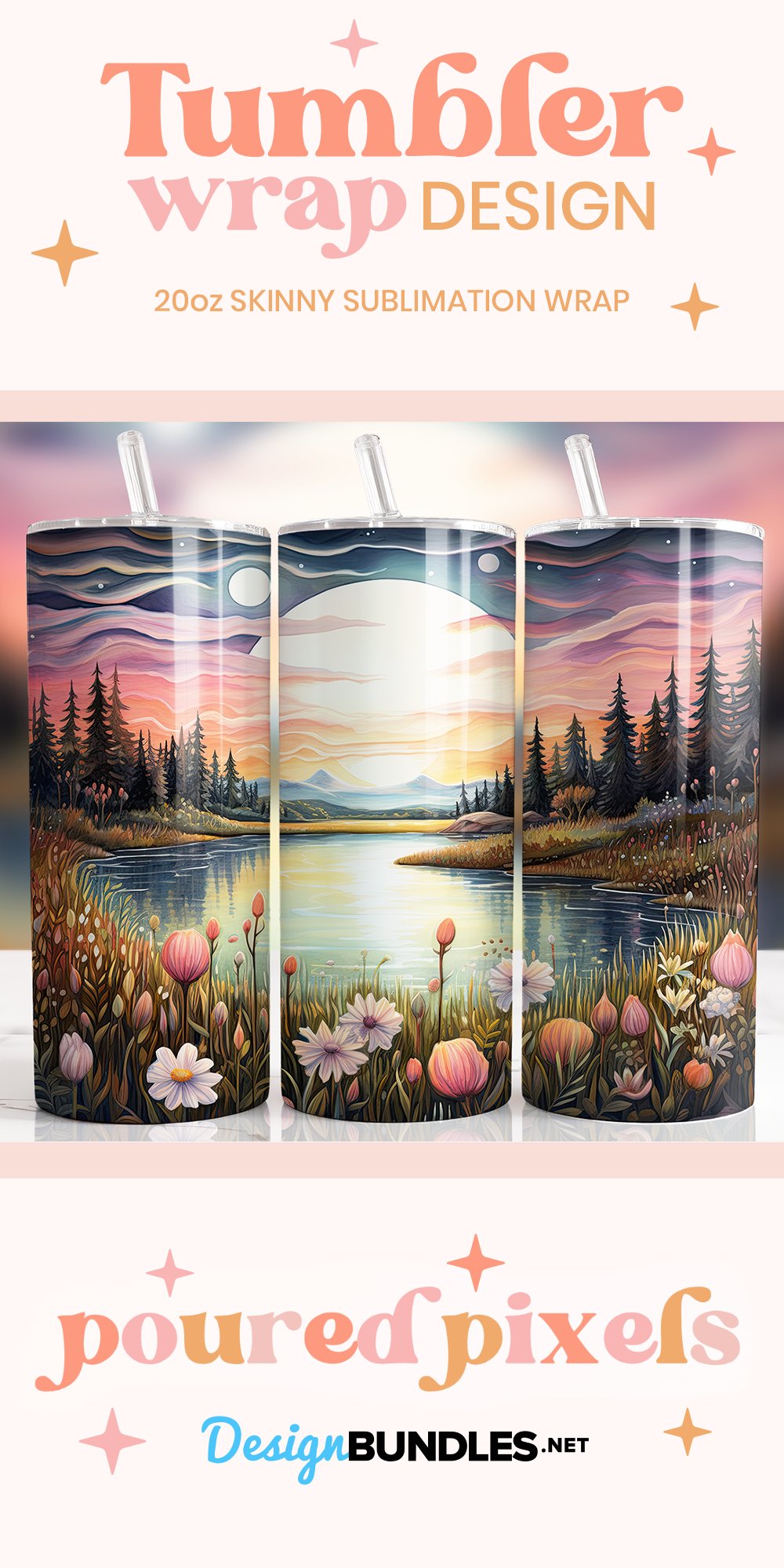 Sunset Serenity: Alpine Lake Tumble Wrap Design