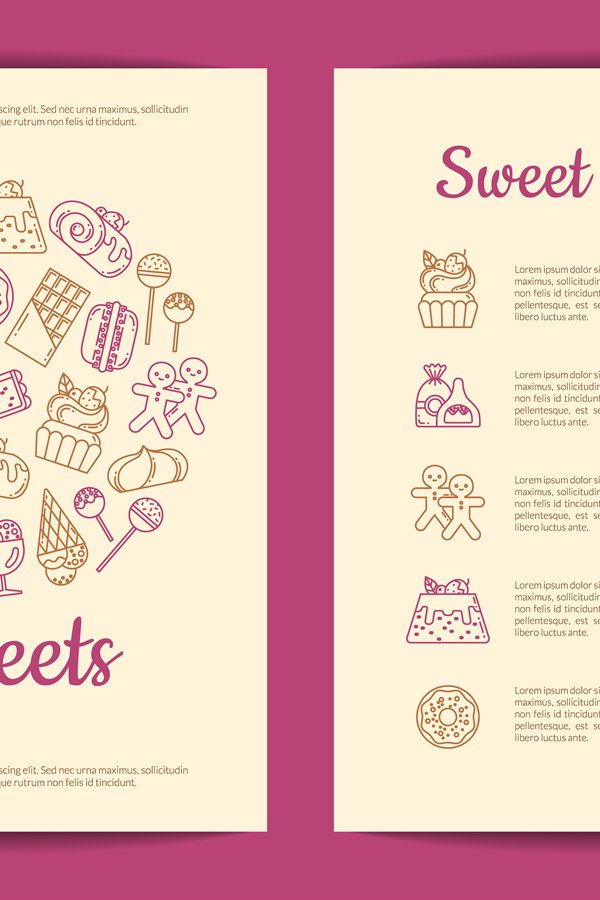 Vector card or flyer template for pastry or confectionary sh