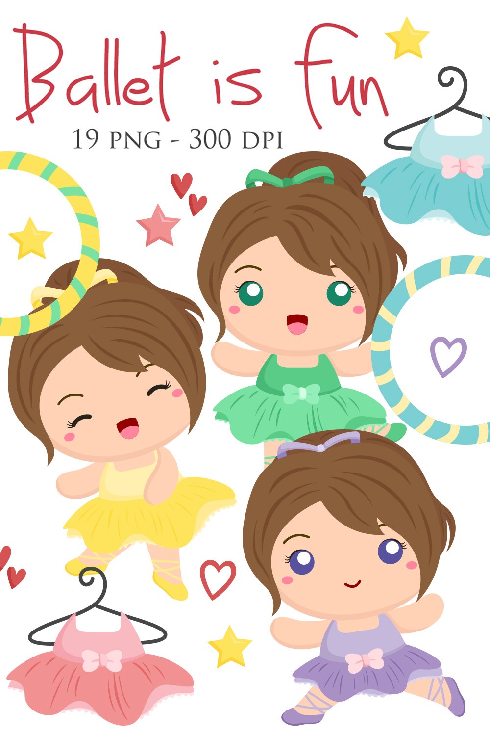 Colorful Ballerina Girl Ballet is Fun Illustration Clipart