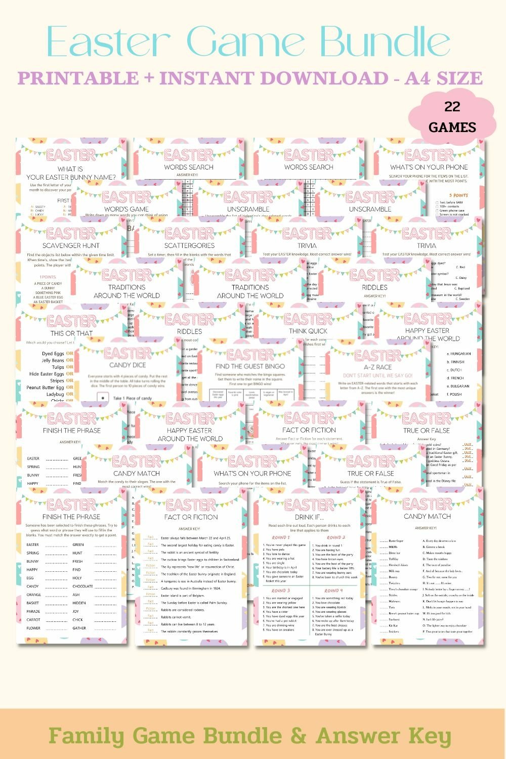 Easter Game Bundle - 22 Games Printable