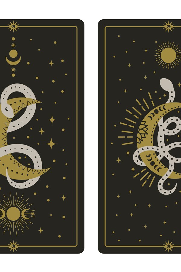 Magical snakes tarot cards. Occult hand drawn tarot cards, e