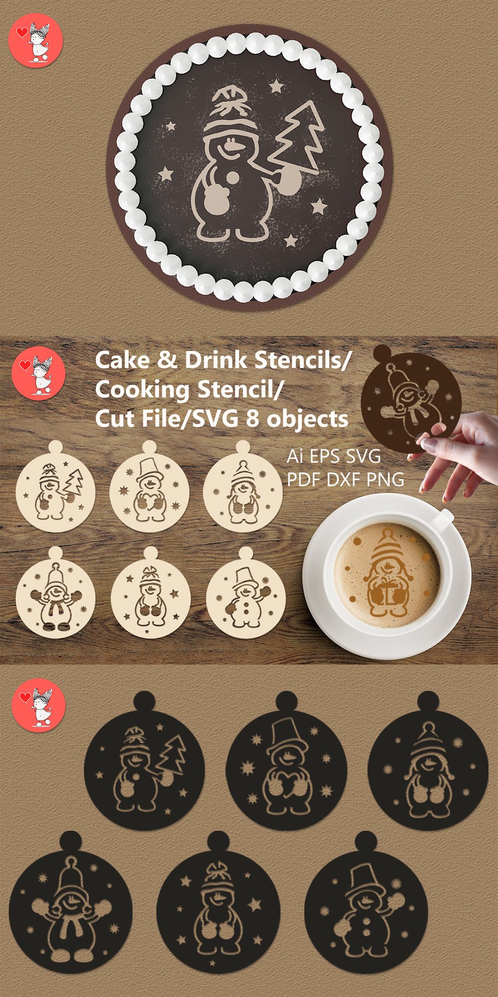 Christmas Cake & Drink Stencils