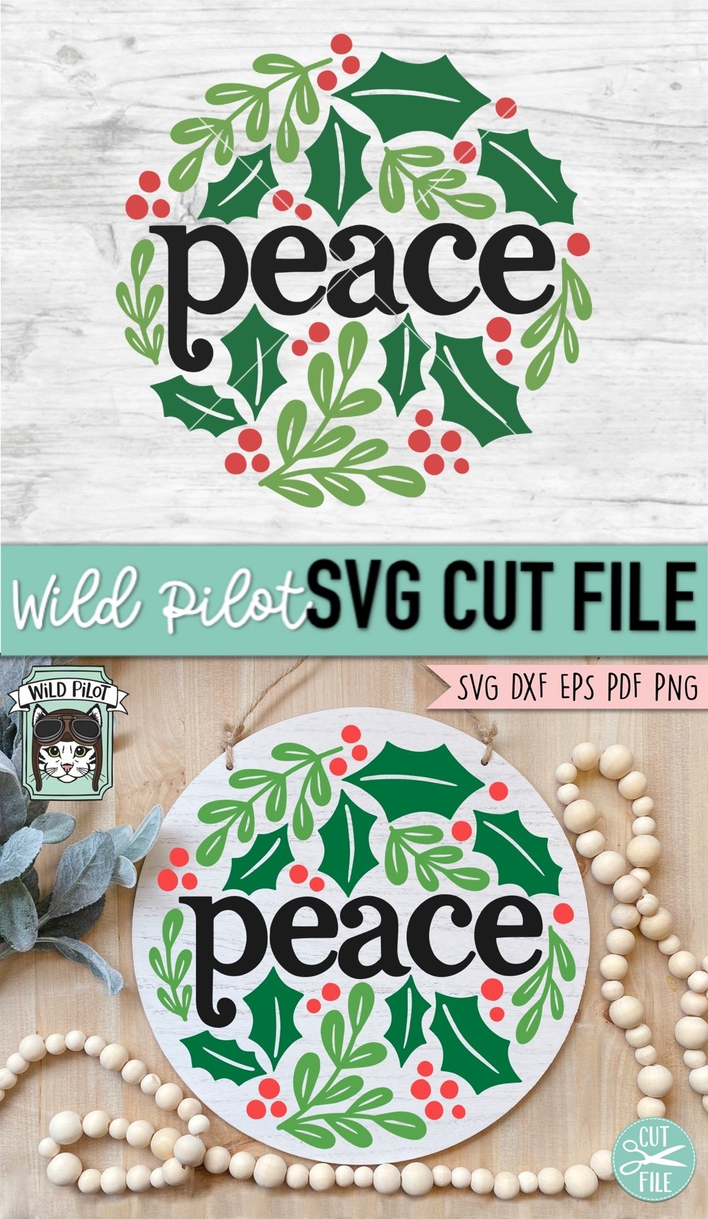 Christmas Sign SVG, Peace SVG, Round Sign SVG, Winter SVG