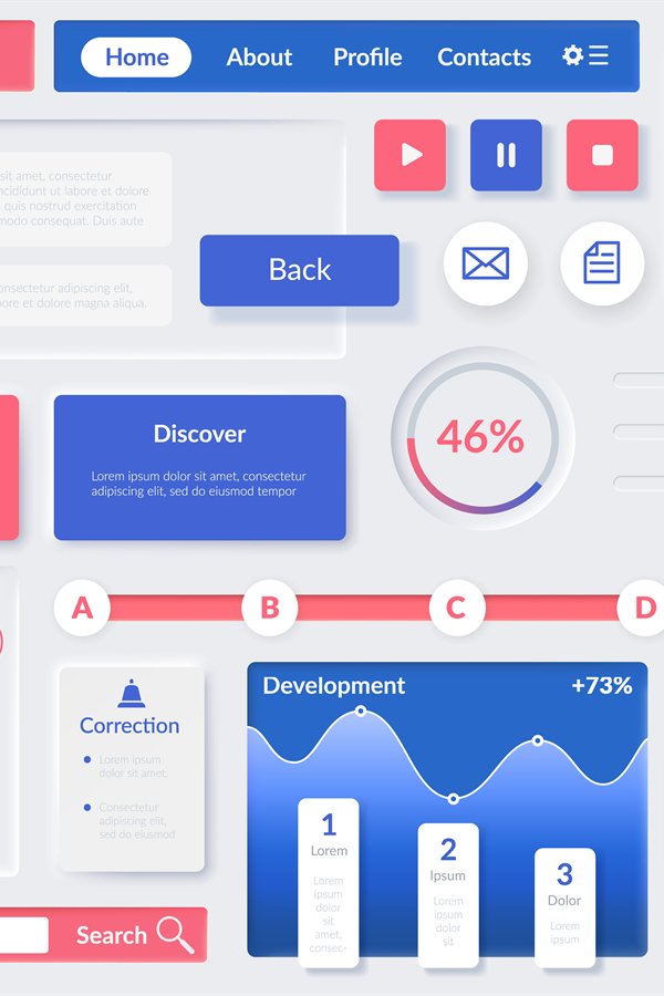 User interface elements. Web ui element, mobile applications
