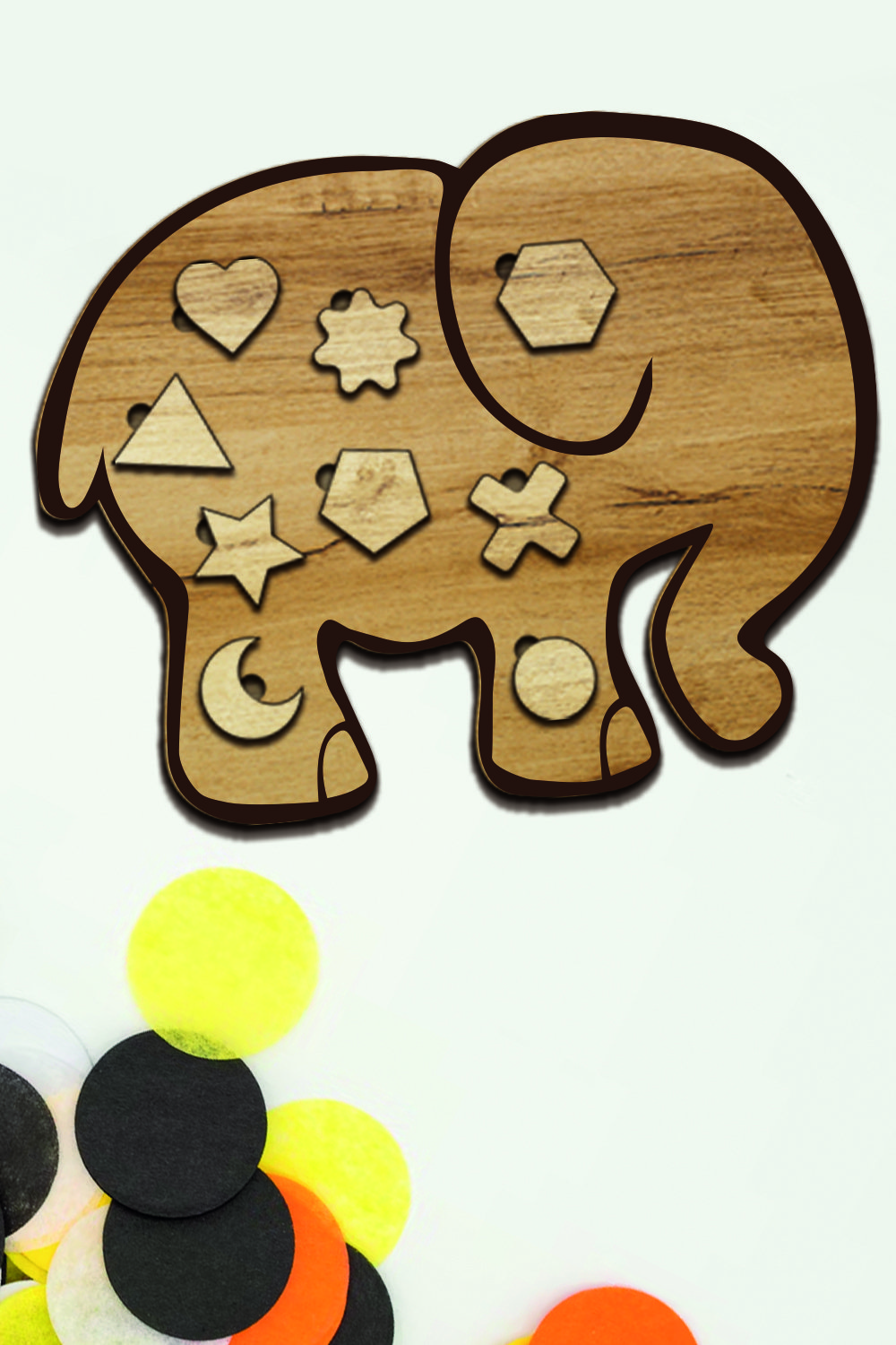 Elephant Puzzle For Kids, Layered Cut File