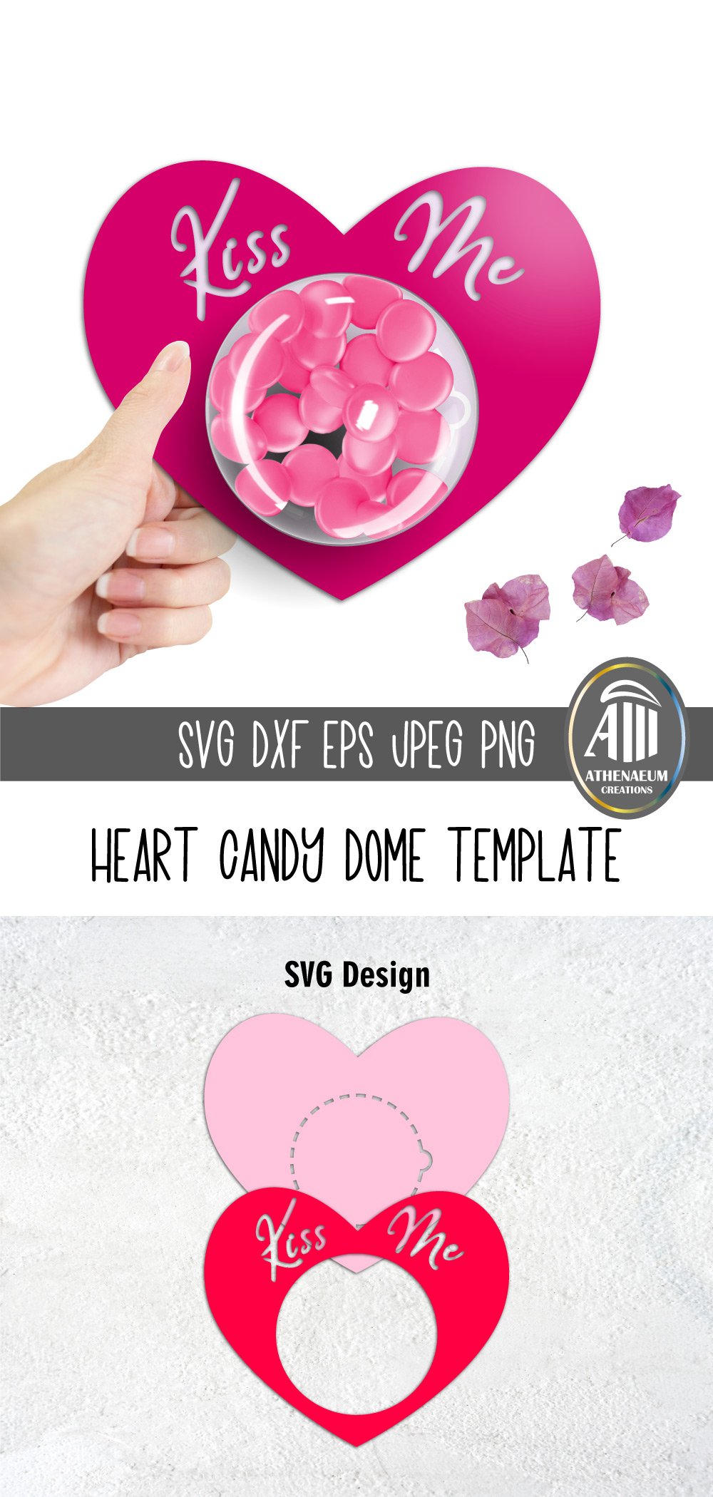 Heart Candy Dome Template| Valentine's Day Candy Dome SVG